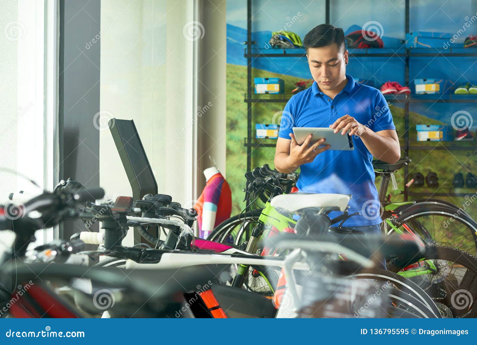 Checking items in store stock image. Image of shop, customer - 136795595