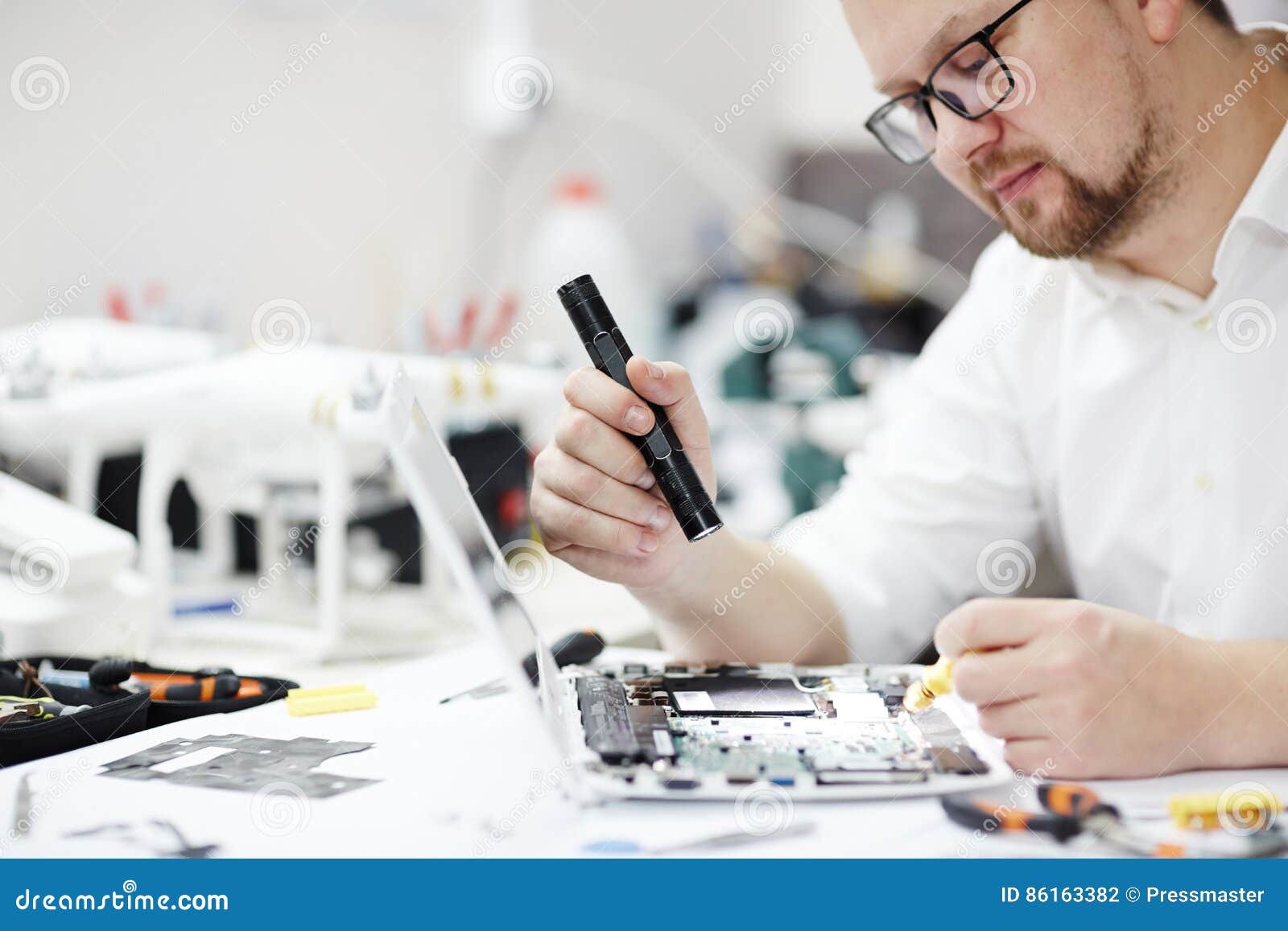 Checking Laptop for Broken Parts Stock Photo - Image of repairing ...