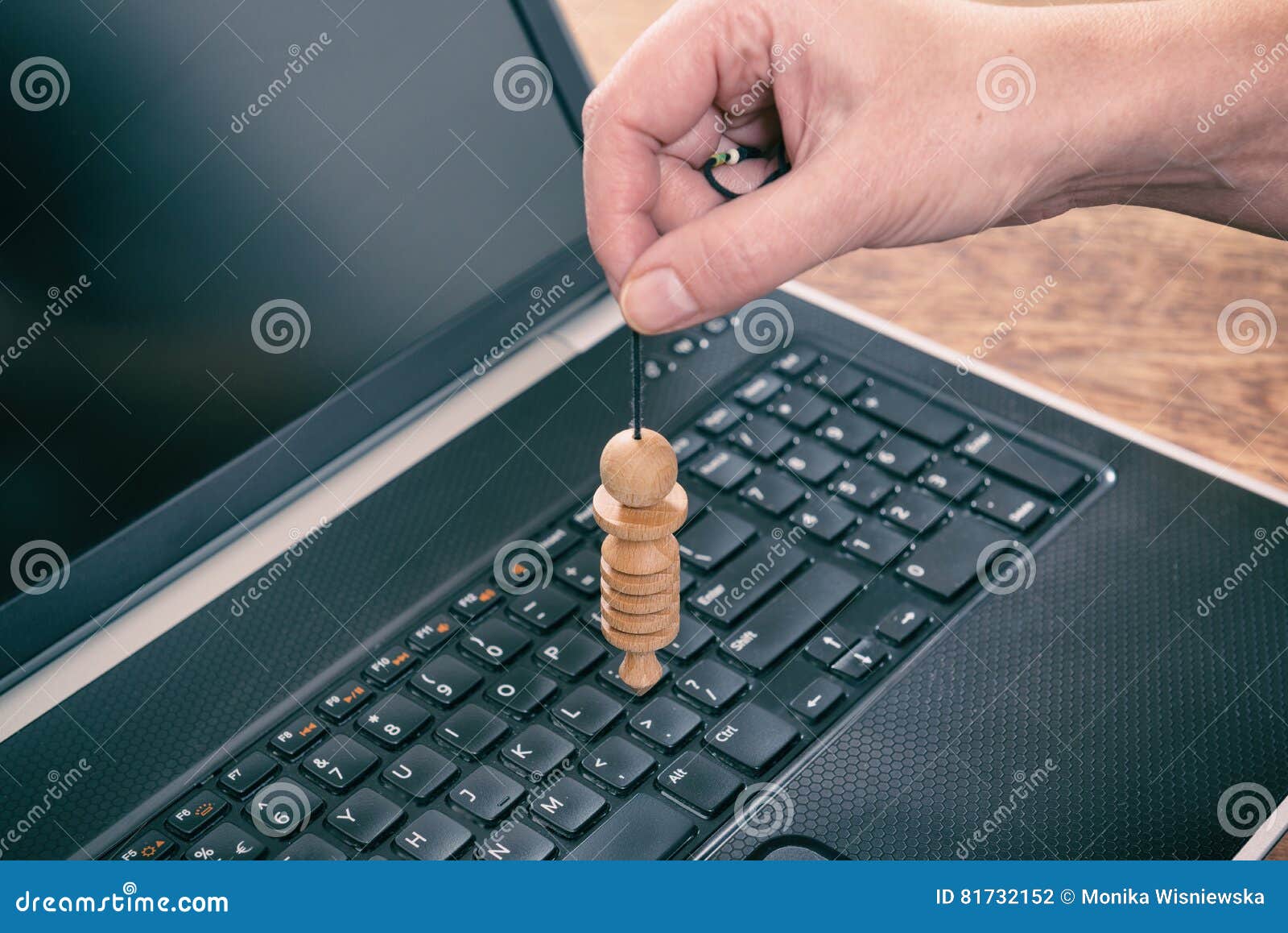 Checking Laptop with Pendulum Stock Photo - Image of concepts, future ...