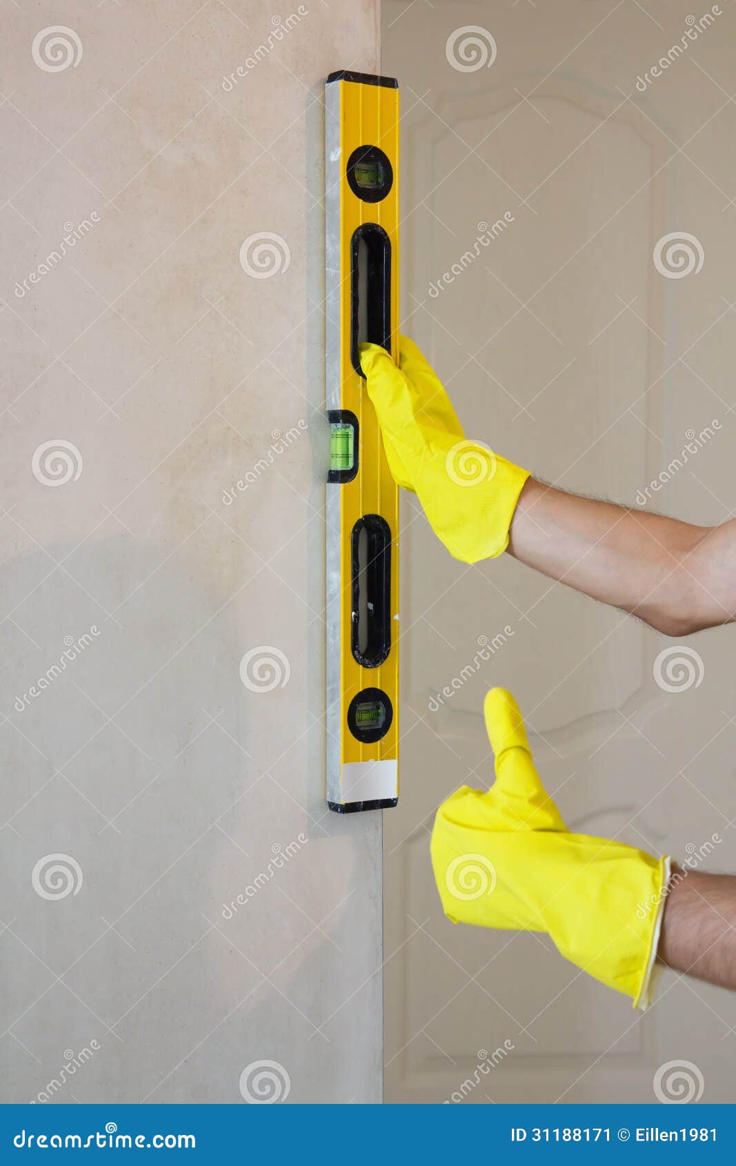 Checking Level of House Wall Stock Image - Image of caucasian ...