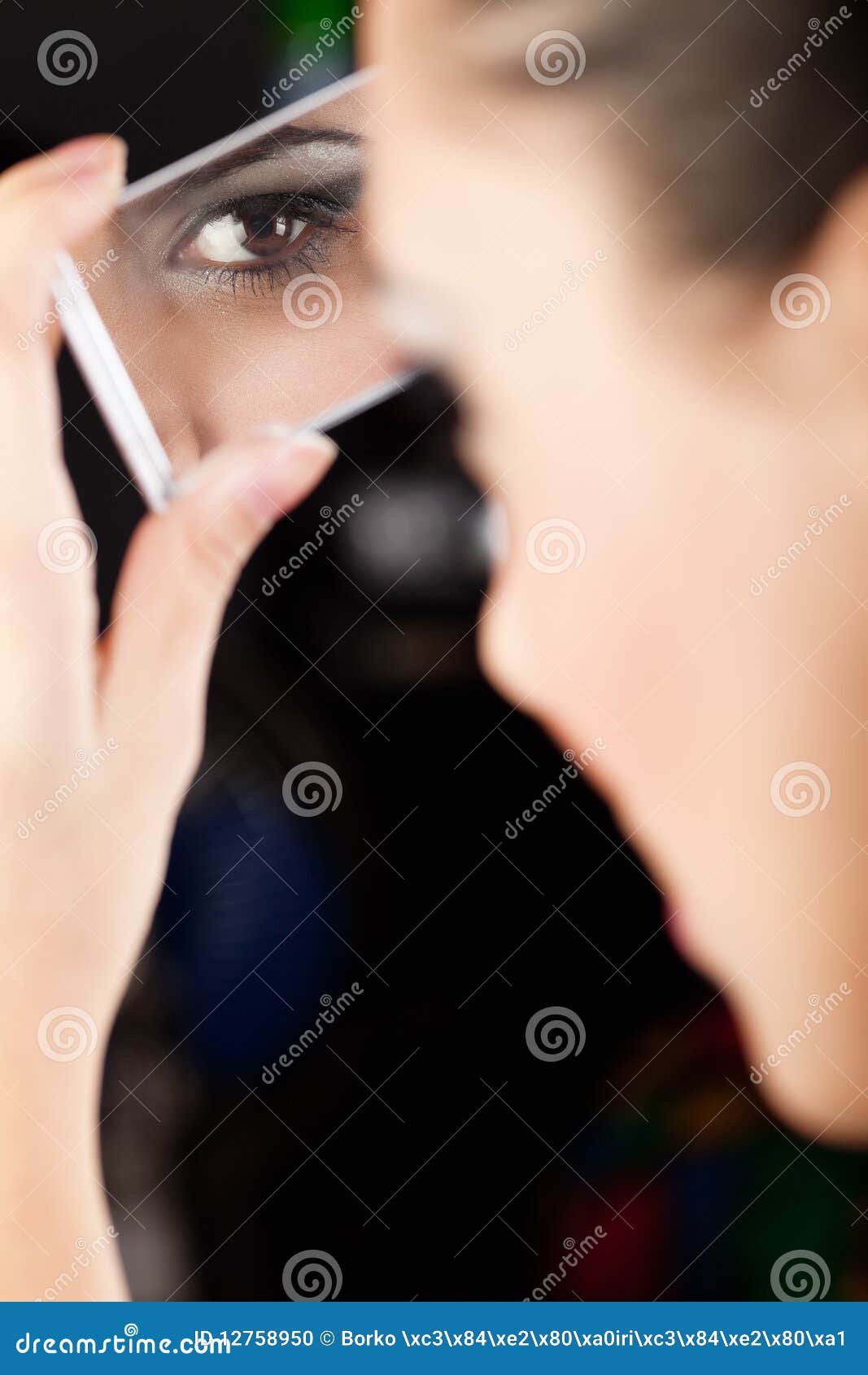 Checking makeup stock photo. Image of holding, vertical - 12758950