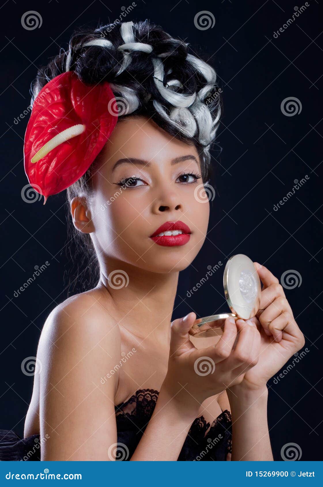 Checking makeup stock photo. Image of adult, holding - 15269900