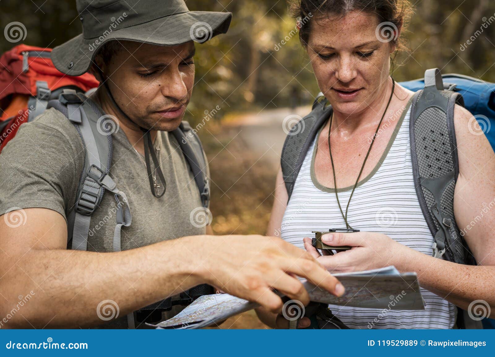 Checking on the Map for Directions Stock Image - Image of finding ...