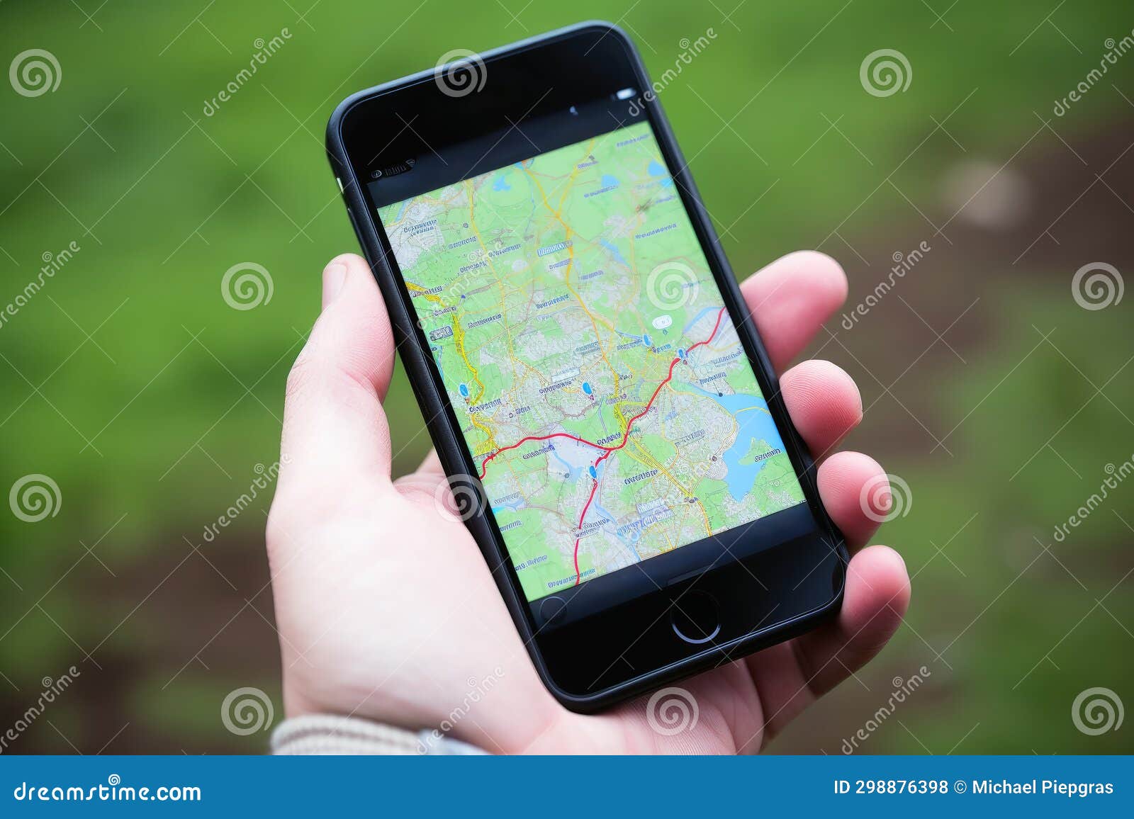 Checking a Map on a Smartphone Stock Illustration - Illustration of ...