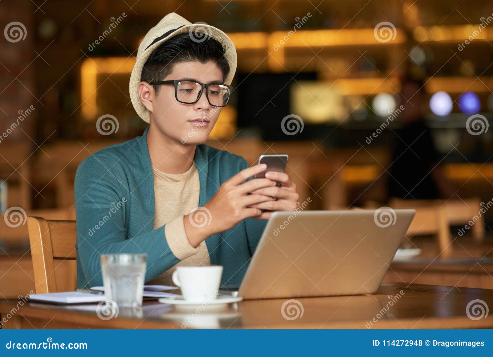 Checking messages stock photo. Image of contemplating - 114272948