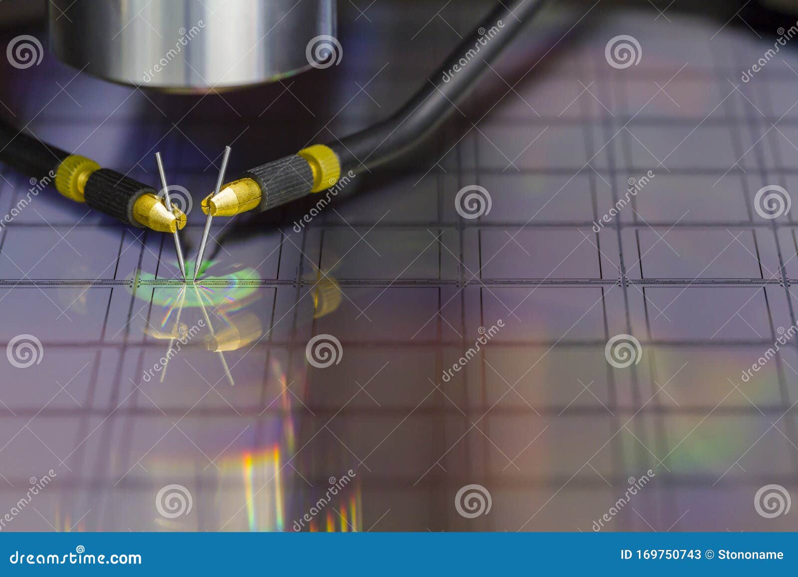 Close Up Of Examining A Sample Of Microchip Transistor With Probe ...