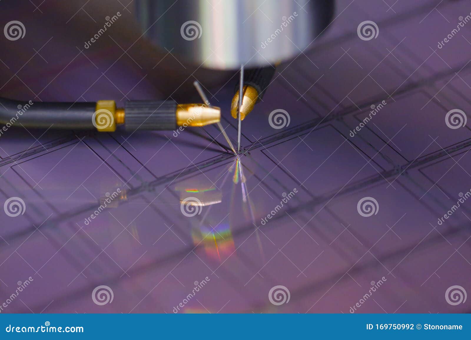 Close Up of Examining a Sample of Microchip Transistor with Probe ...