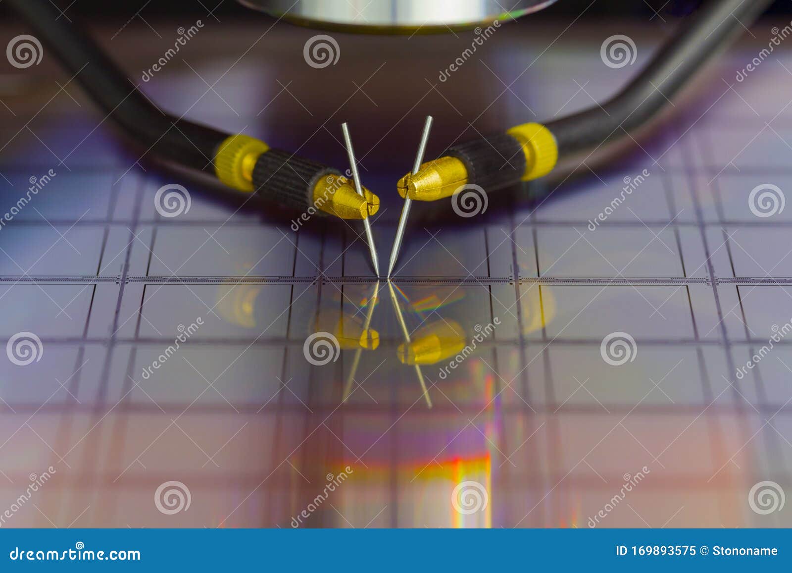 Close Up of Examining a Sample of Microchip Transistor with Probe ...
