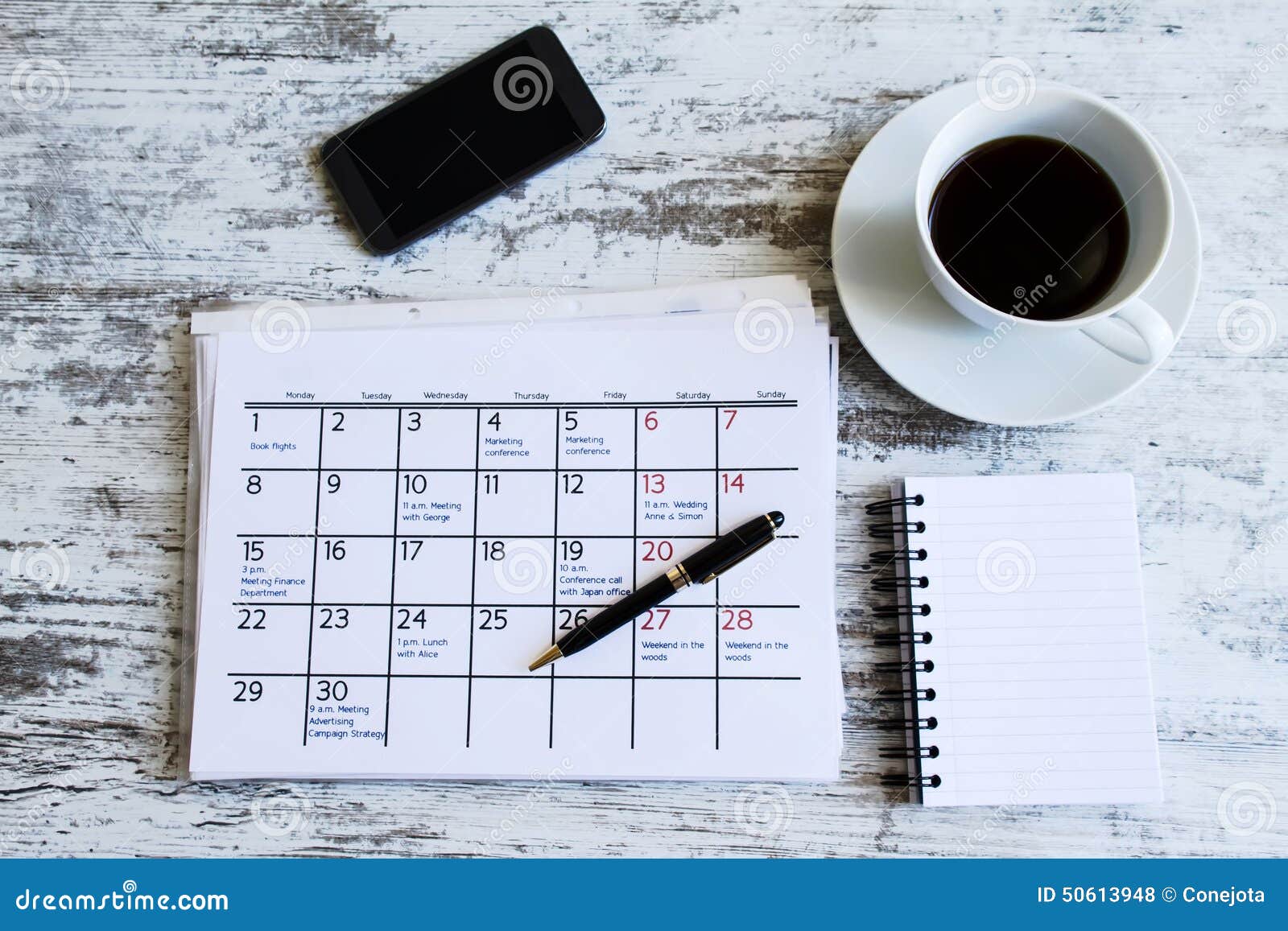 Checking Monthly Activities in the Calendar Stock Photo - Image of ...