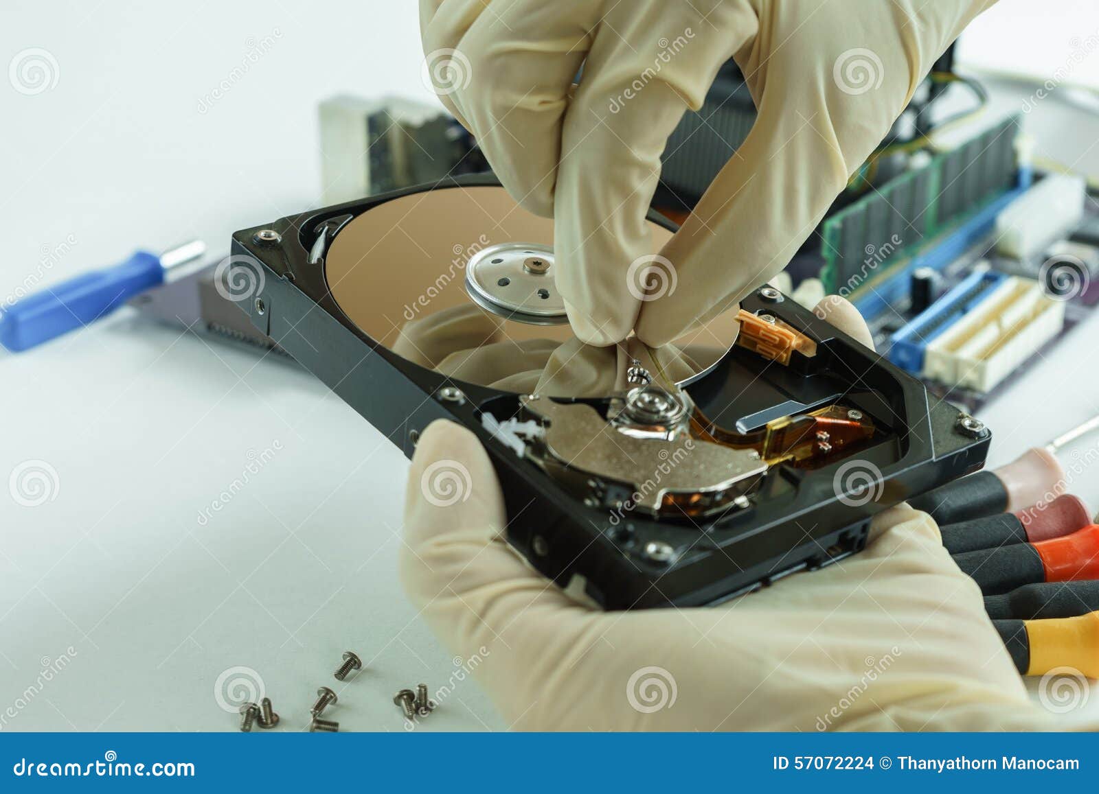 Checking Opened Hard Disk Drive in Hand Stock Photo - Image of hardware ...