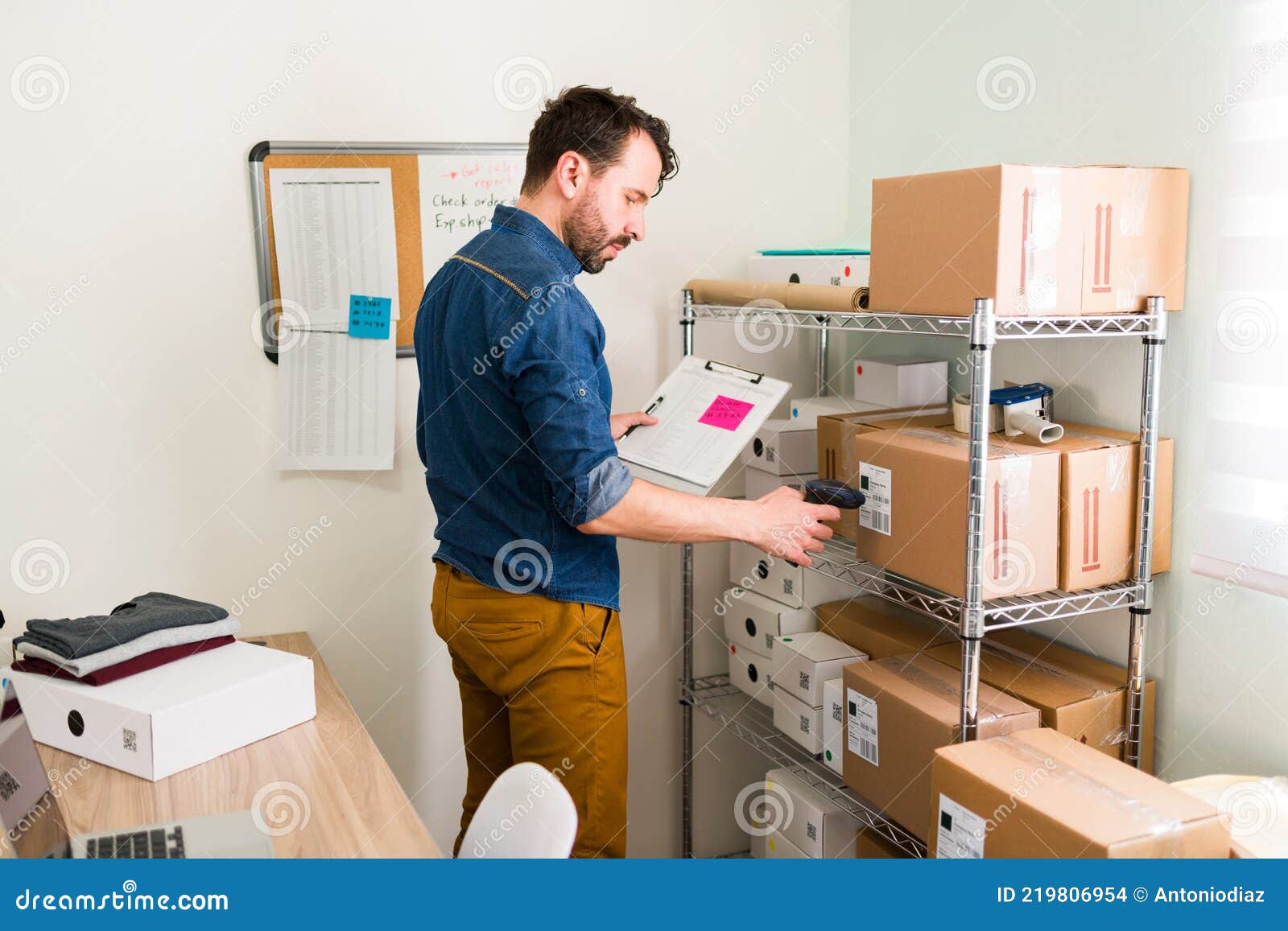 Checking the Packages before Shipping in the Mail Stock Photo - Image ...