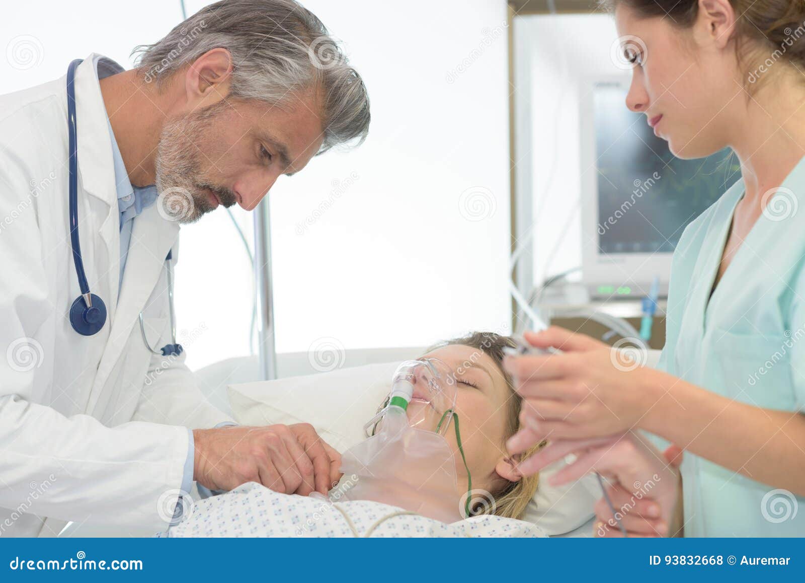 Checking Patient in Recovery Room Stock Photo - Image of professional ...
