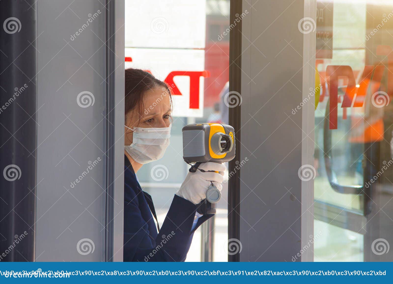 Checking People`s Temperature . Determining the Temperature of a Large ...