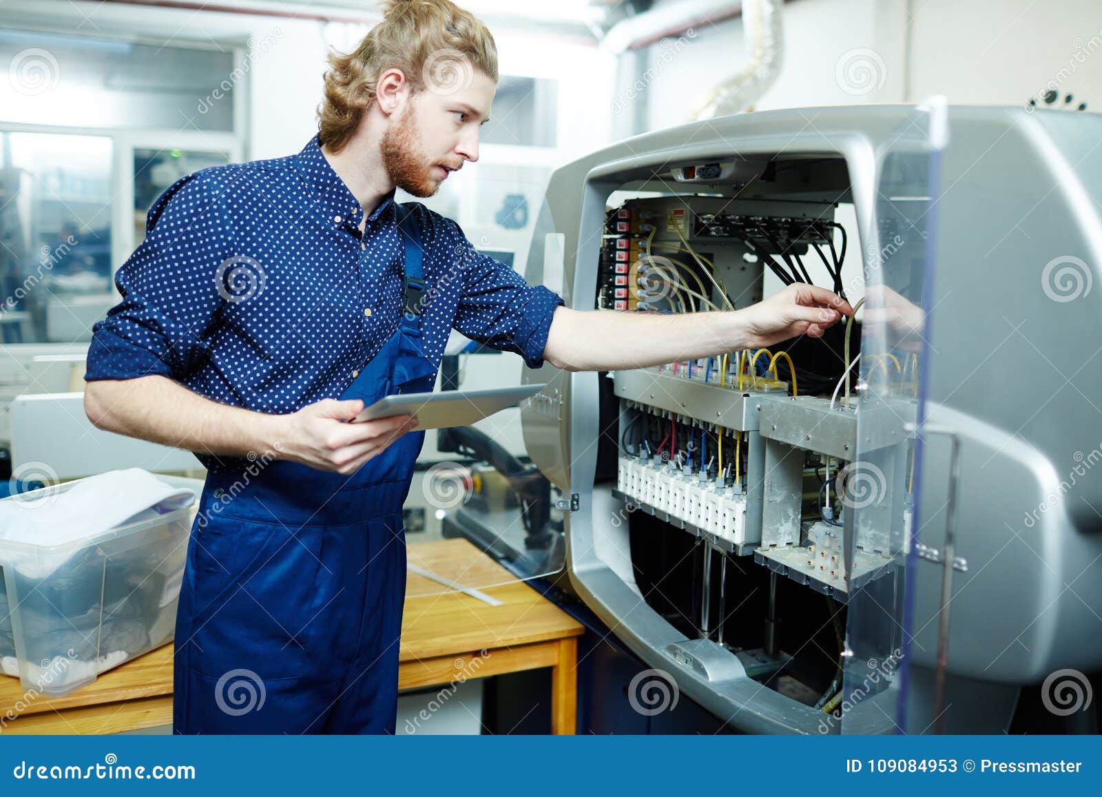 Checking printing machine stock image. Image of repair - 109084953