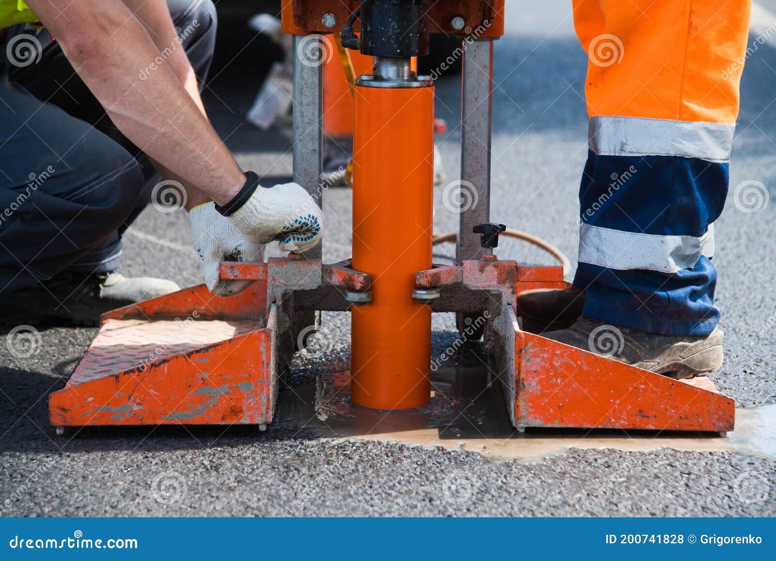 Checking the Quality of Road Asphalt Stock Photo - Image of test ...