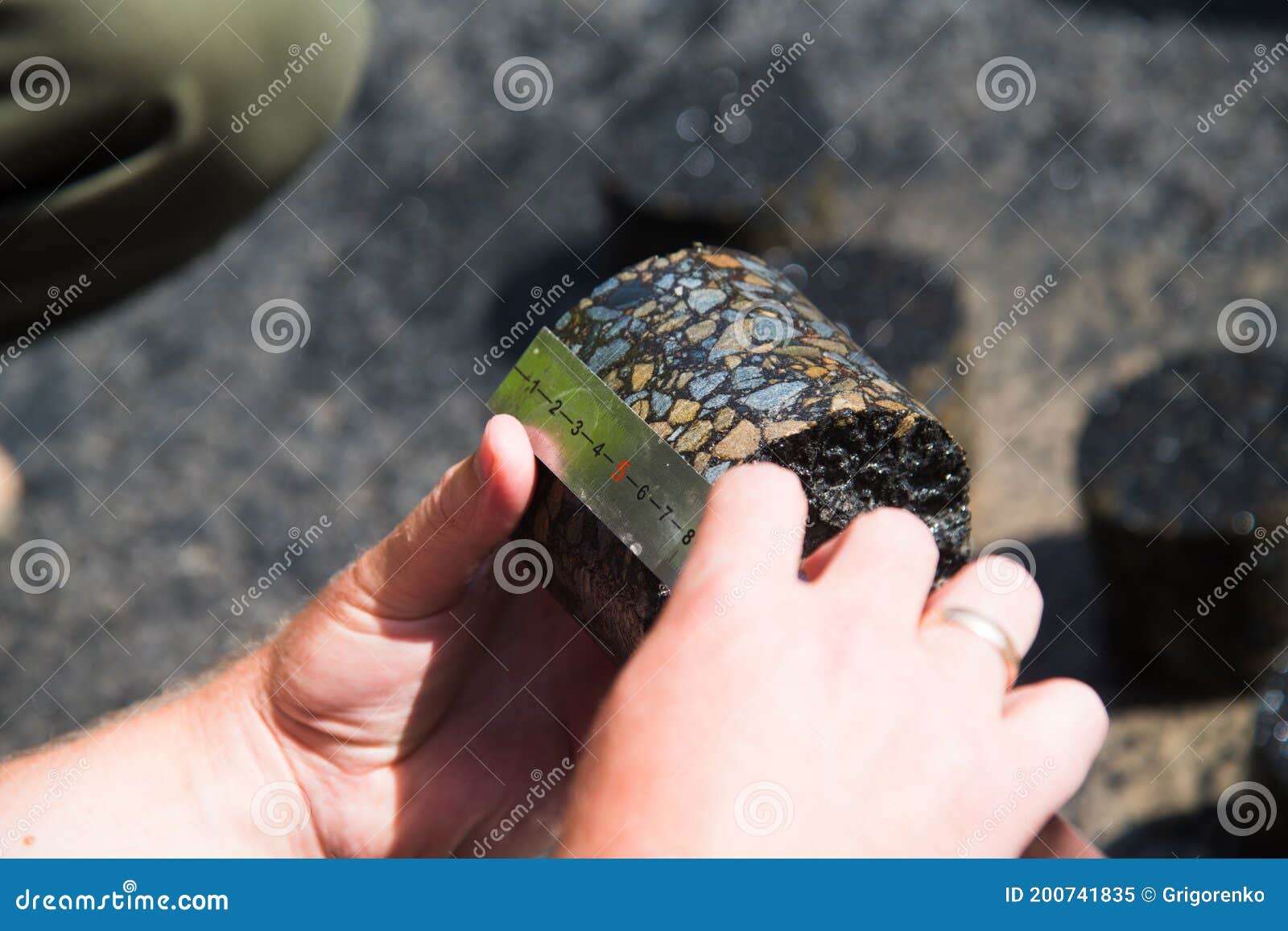 Checking the Quality of Road Asphalt Stock Image - Image of method ...