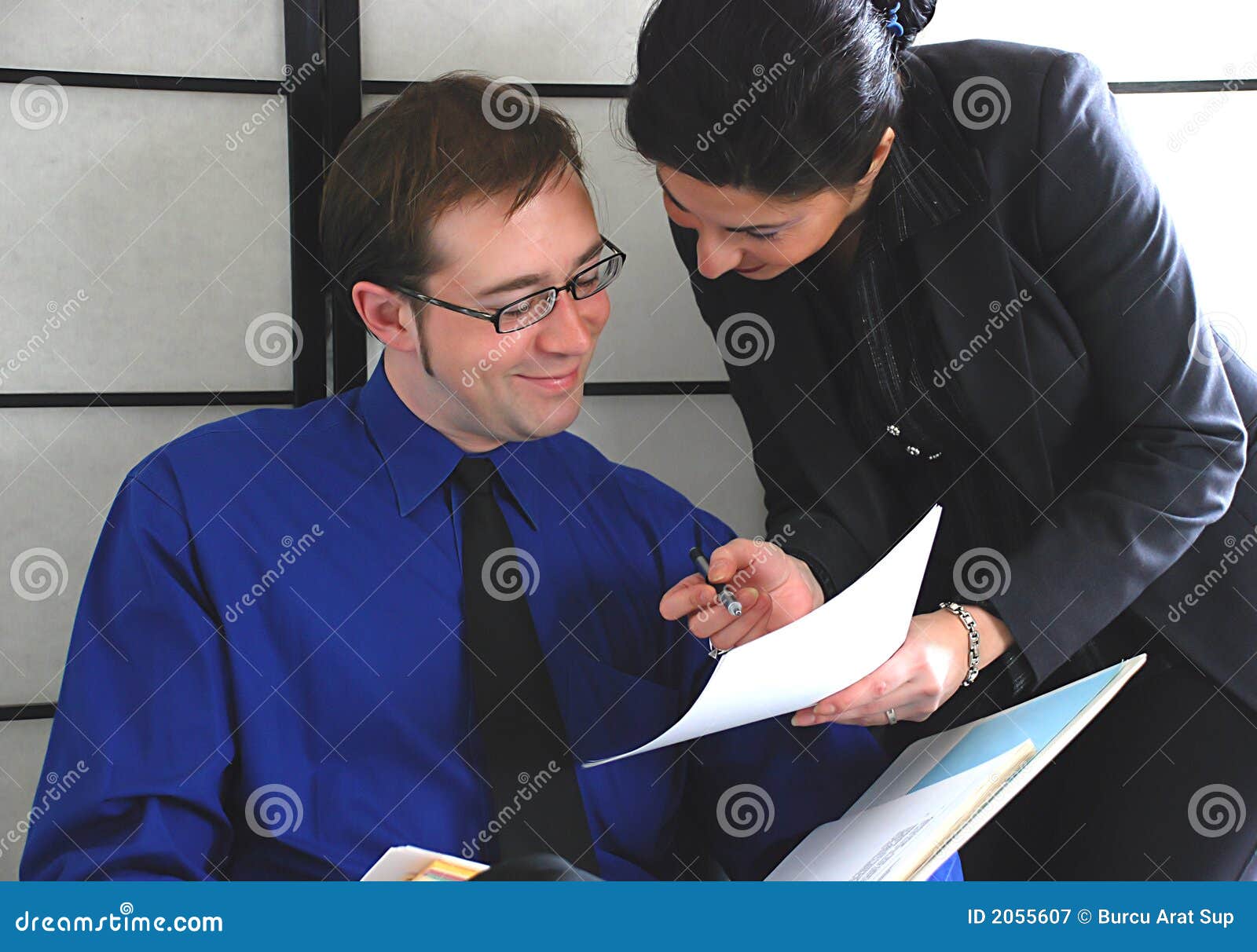 Checking reports stock image. Image of business, happy - 2055607