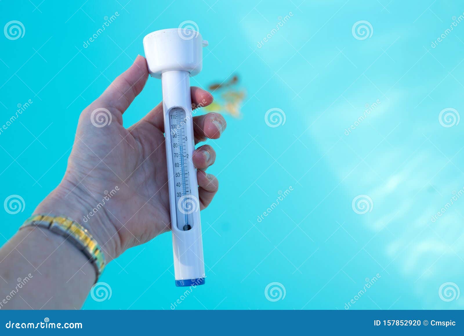 Checking the Temperature of the Swimming Pool Stock Photo - Image of ...