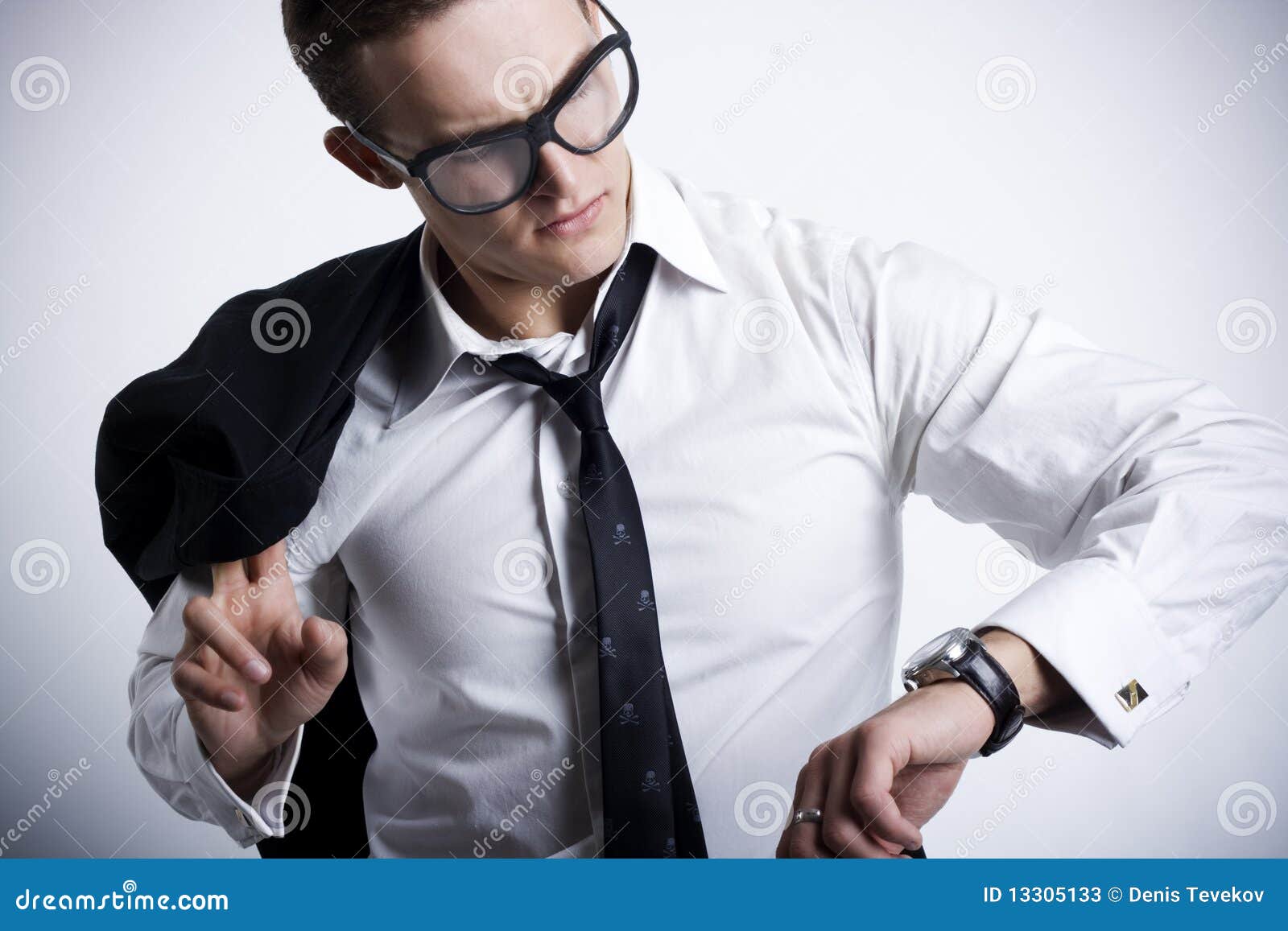 Checking the time stock image. Image of finger, face - 13305133