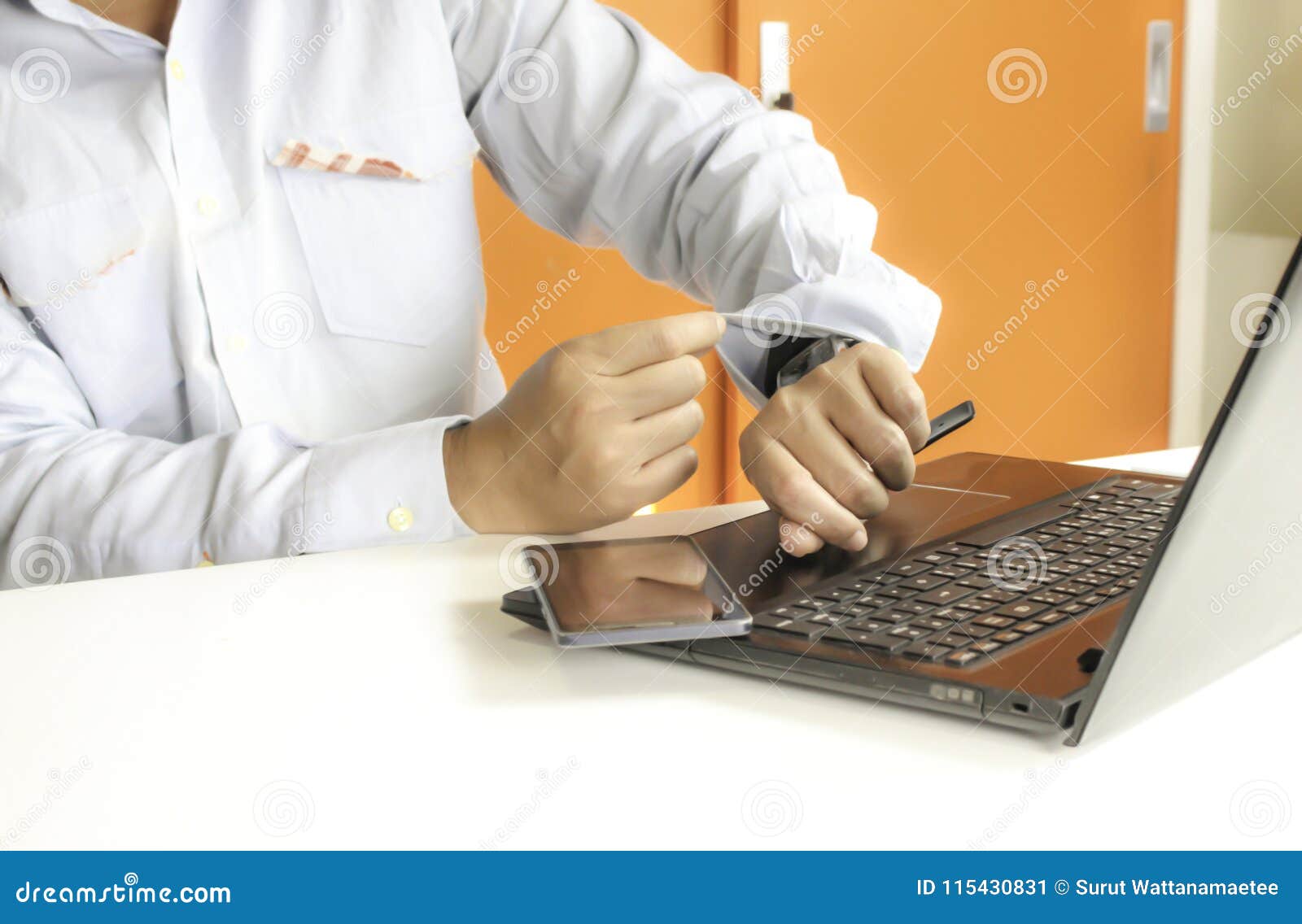 Checking Time Wait for Meeting Business Work Stock Image - Image of ...
