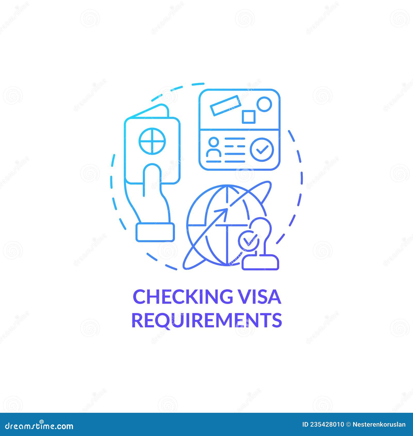 Checking Visa Requirements Blue Gradient Concept Icon Stock Vector ...