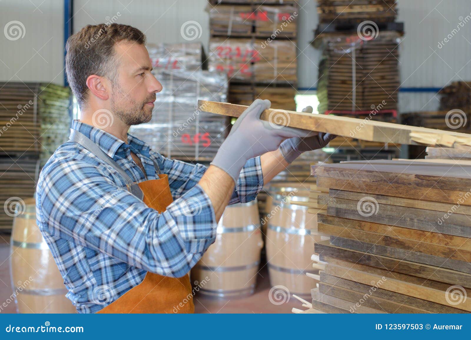 Checking the wood delivery stock image. Image of profession - 123597503
