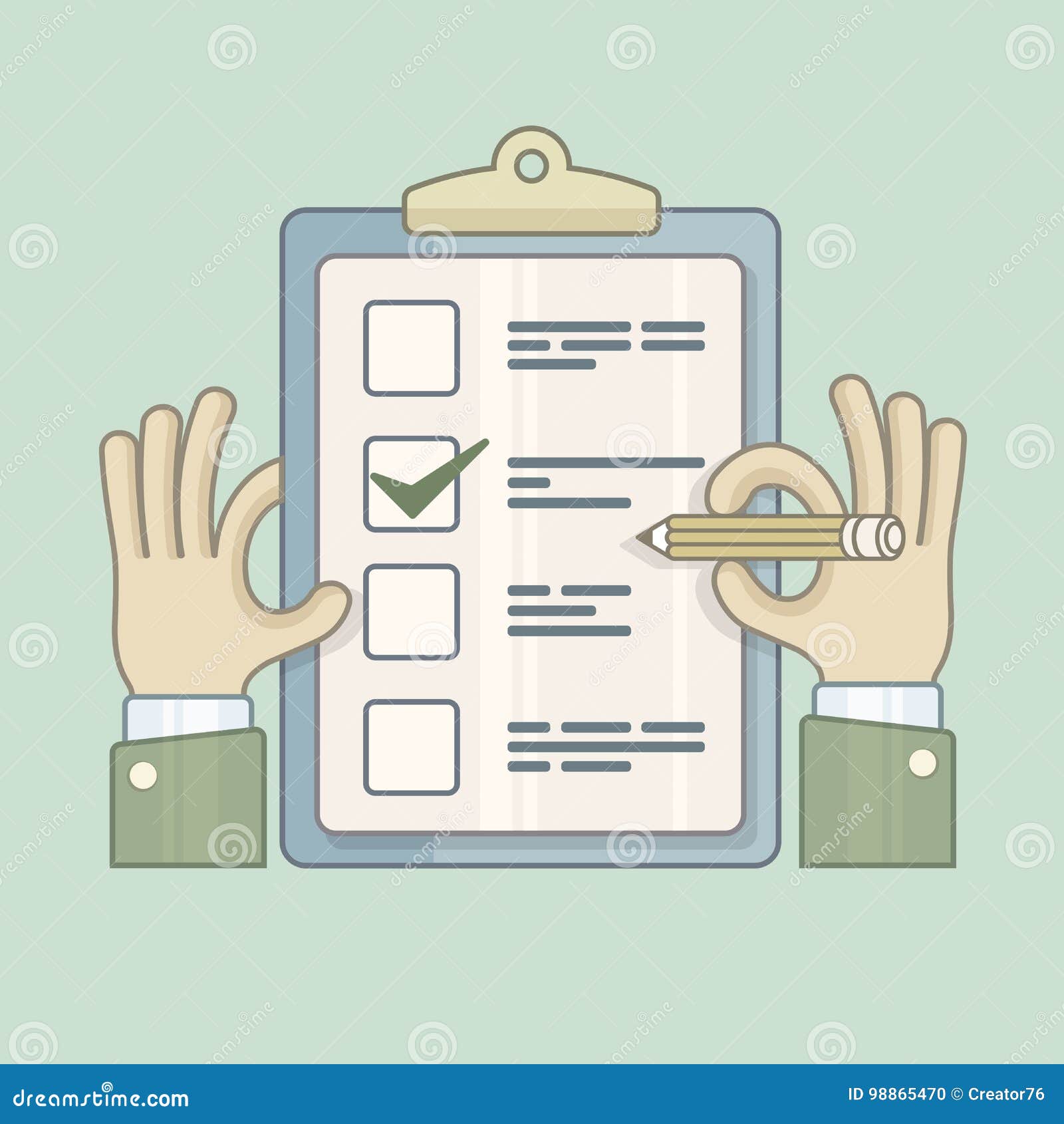 Checklist illustration de vecteur. Illustration du conception - 98865470