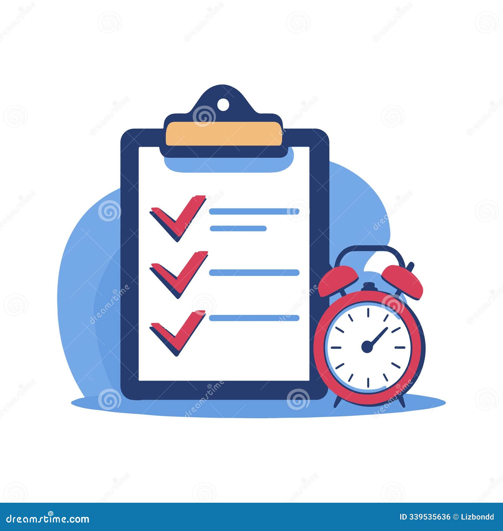 Checklist and Alarm Clock Illustrating Time Management Stock Vector ...