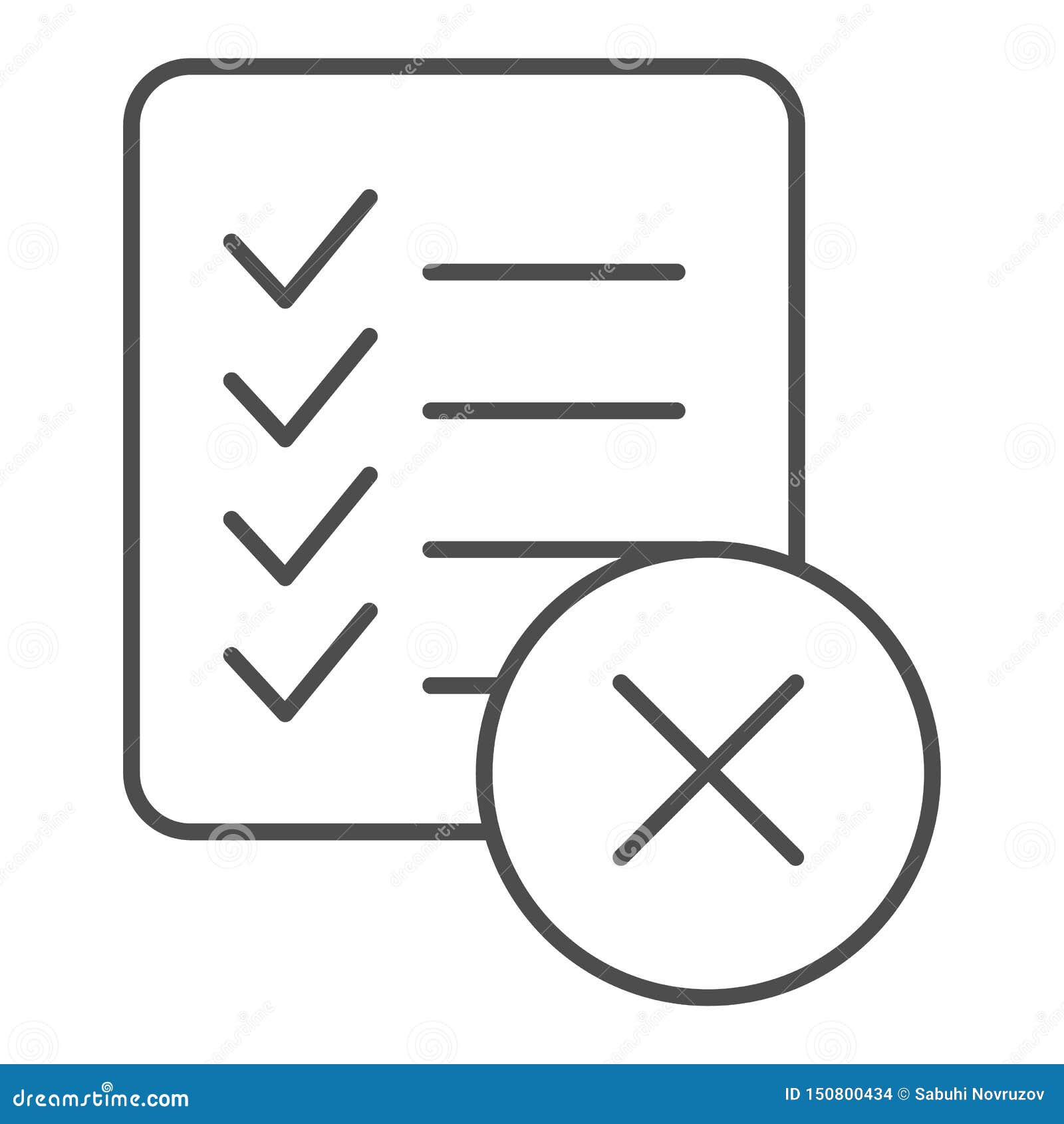 Checklist Ban Thin Line Icon. List Failure Vector Illustration Isolated ...