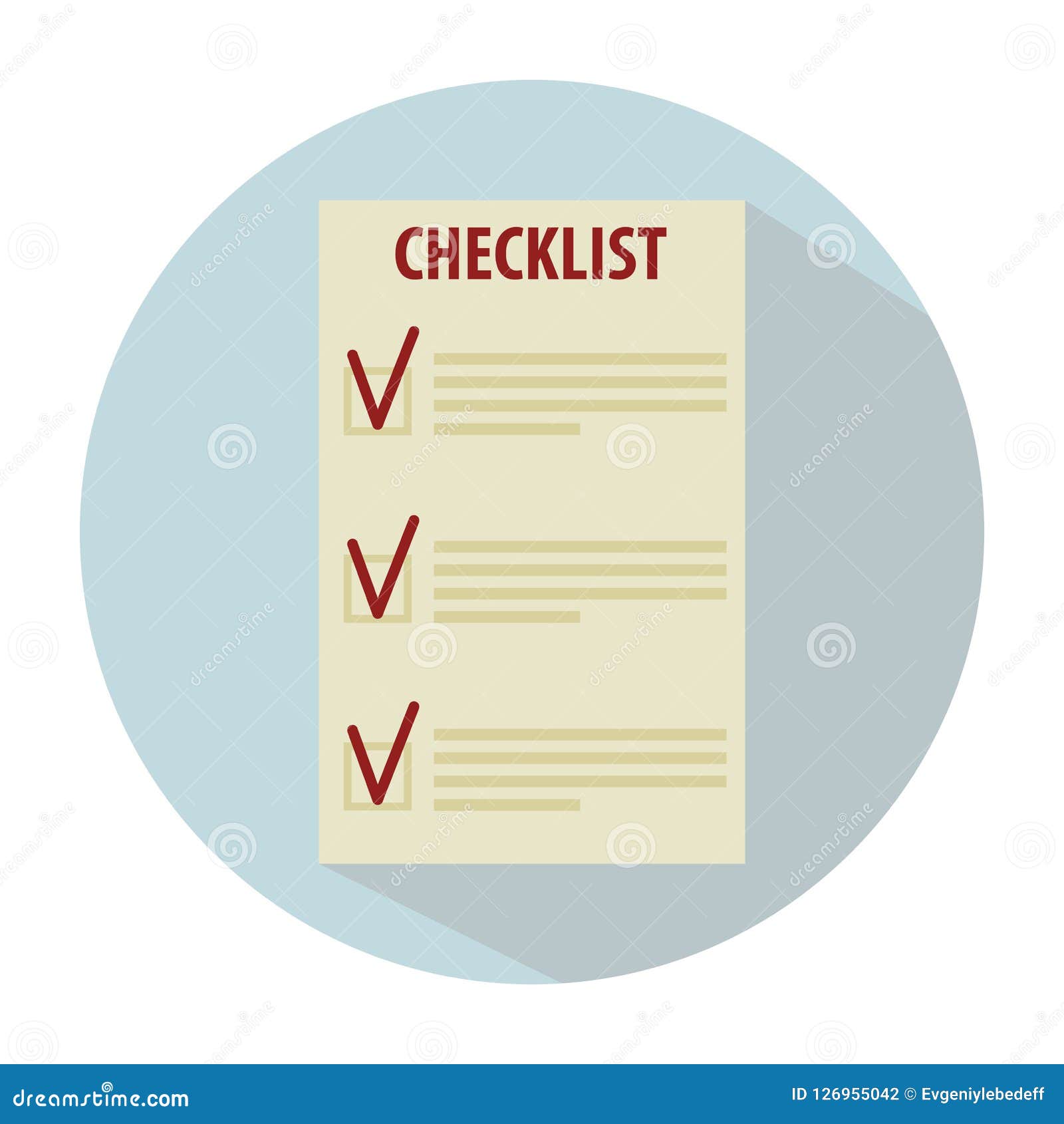 Checklist on a Blue Background with a Shadow and a White Frame. Stock ...