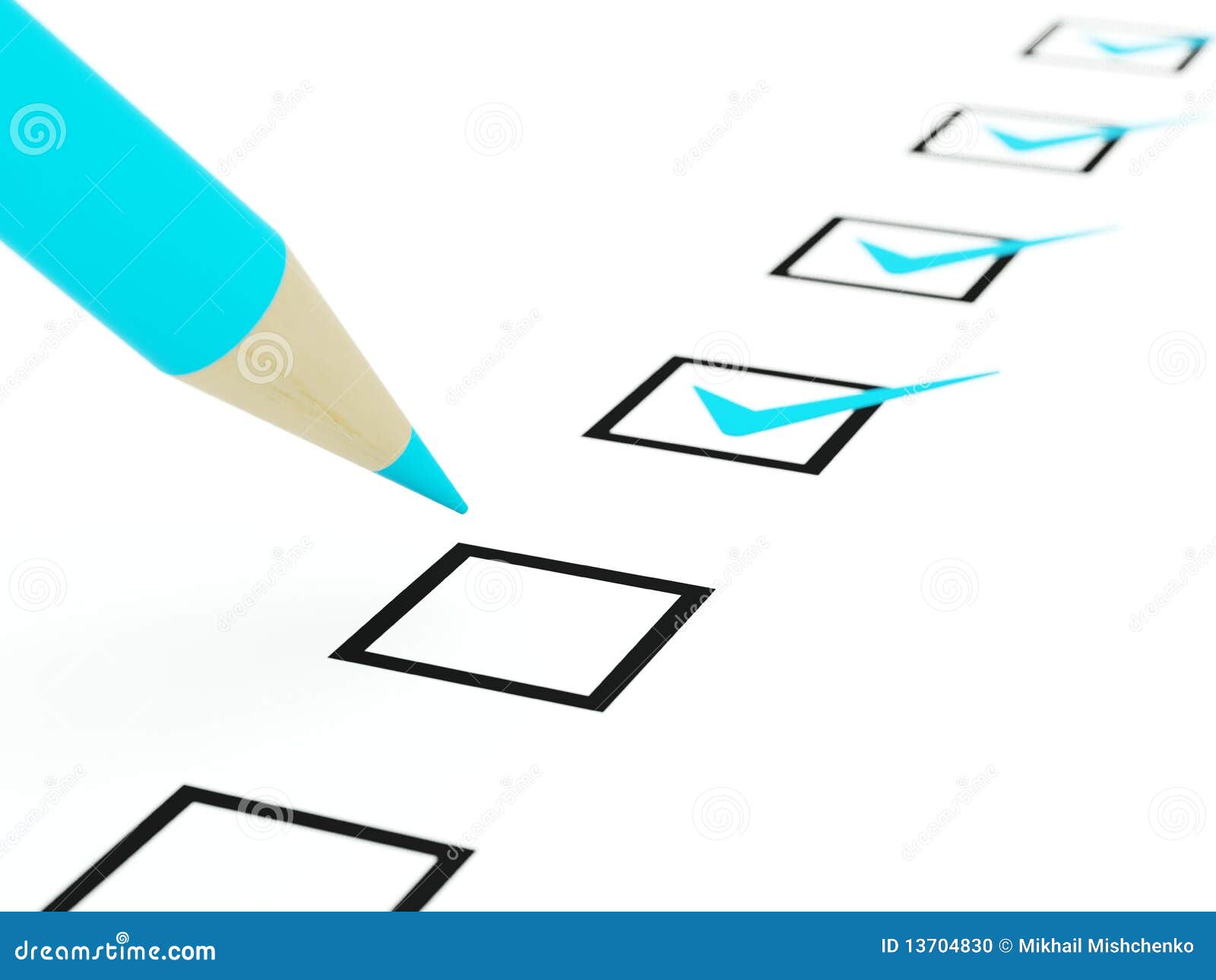 Checklist with blue pencil stock illustration. Illustration of pencil ...
