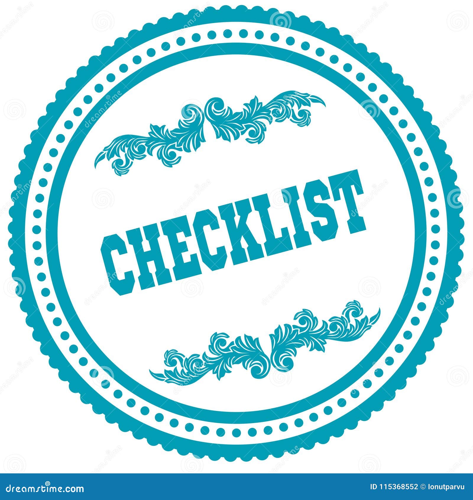 CHECKLIST Blue Round Stamp. Stock Illustration - Illustration of label ...