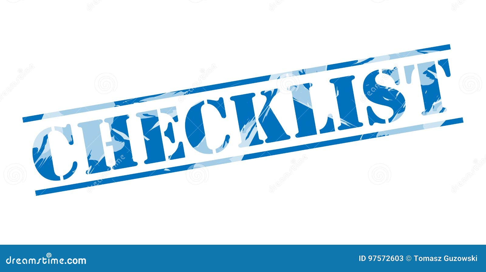 Checklist blue stamp stock illustration. Illustration of stamp - 97572603