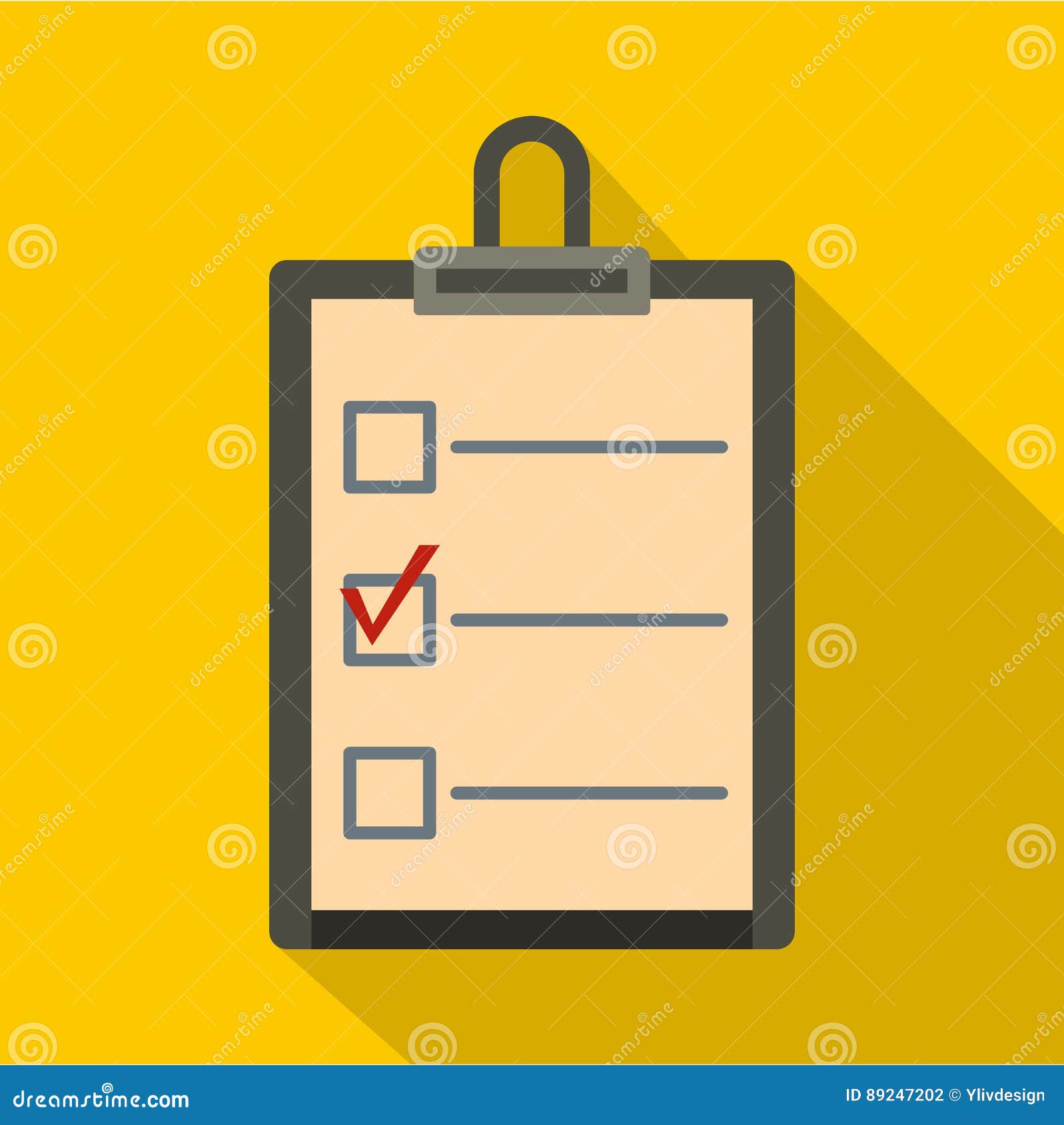 Checklist with Box and Red Mark Icon, Flat Style Stock Vector ...