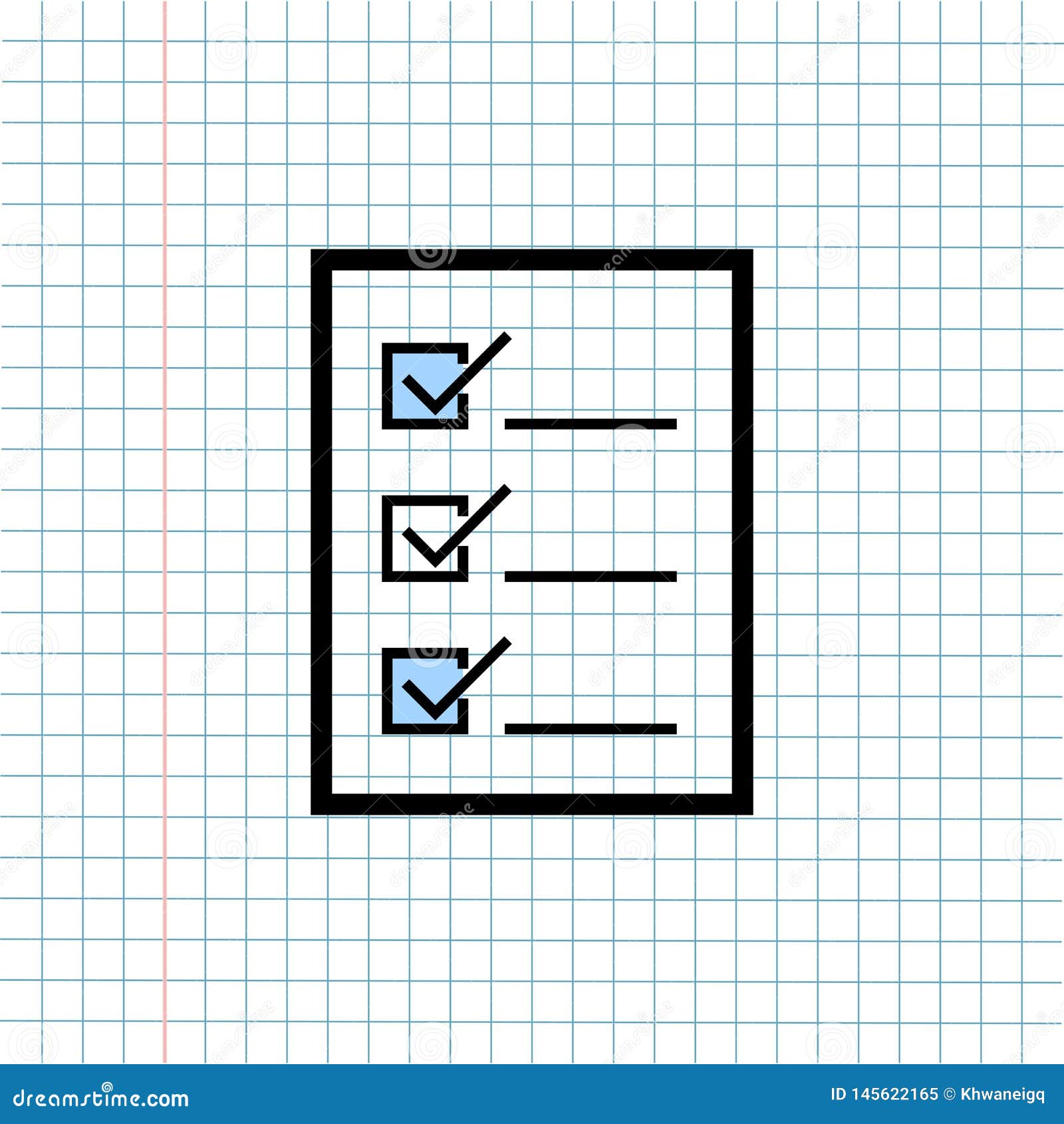 Checklist Box Symbol Icon on Paper Note Background, Media Icon for ...