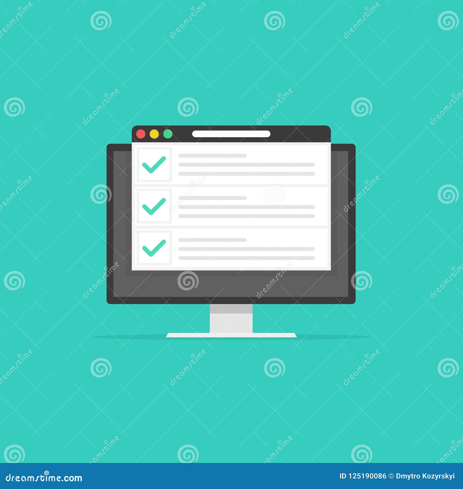 Checklist Browser Window. Check Mark. White Tick On Laptop Screen ...