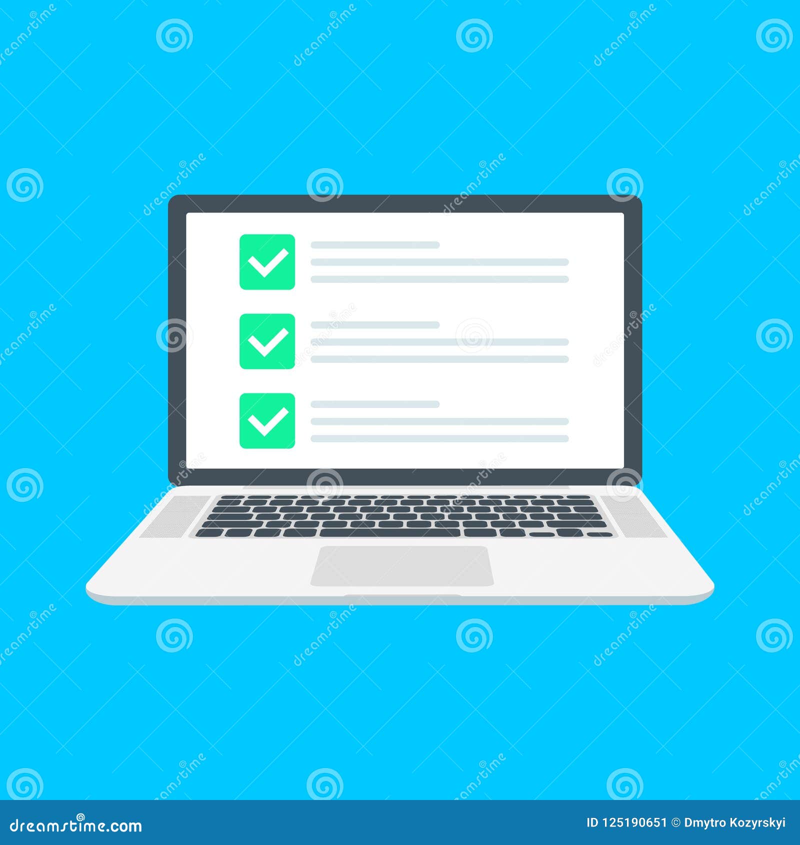 Checklist Browser Window. Check Mark. White Tick On Monitor Screen ...