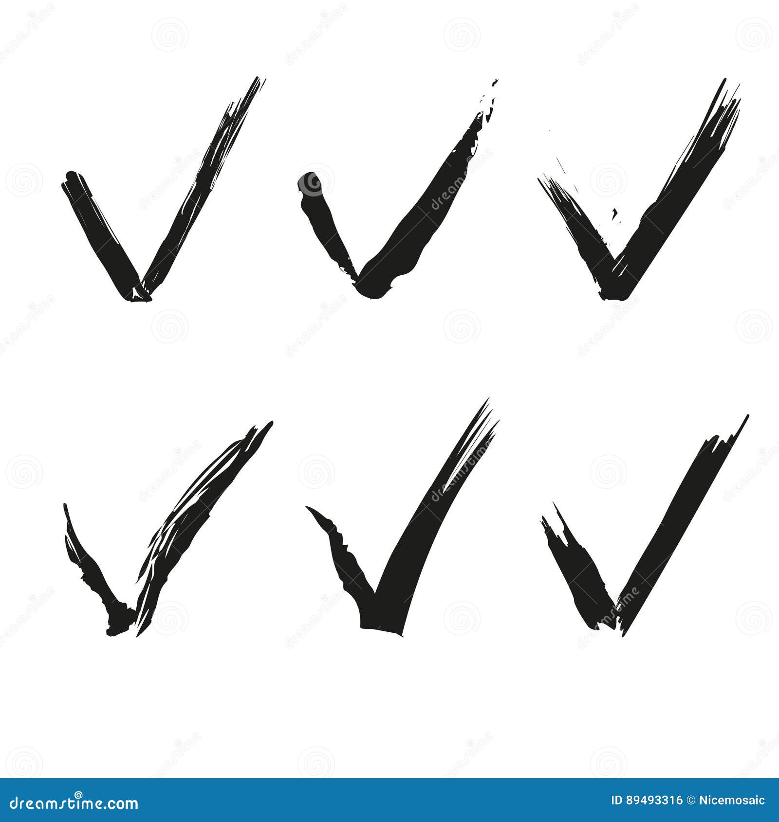 Checklist Brushed. Set of Check Mark Ink Drawing. Clipart Stock Vector ...