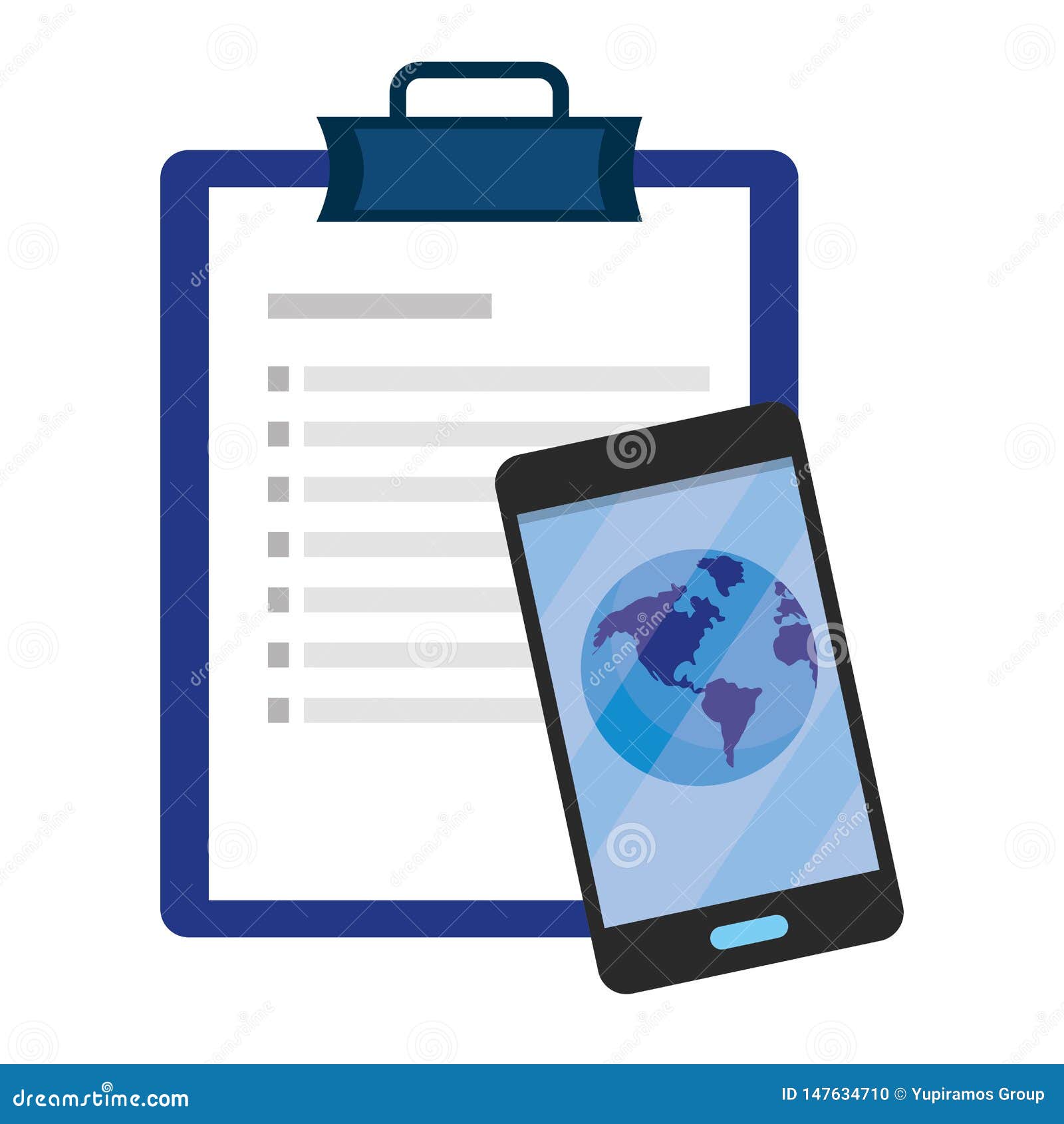 Checklist and cellphone stock vector. Illustration of list - 147634710