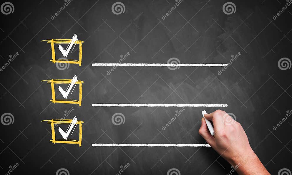 Checklist on a chalkboard stock image. Image of draws - 79949053