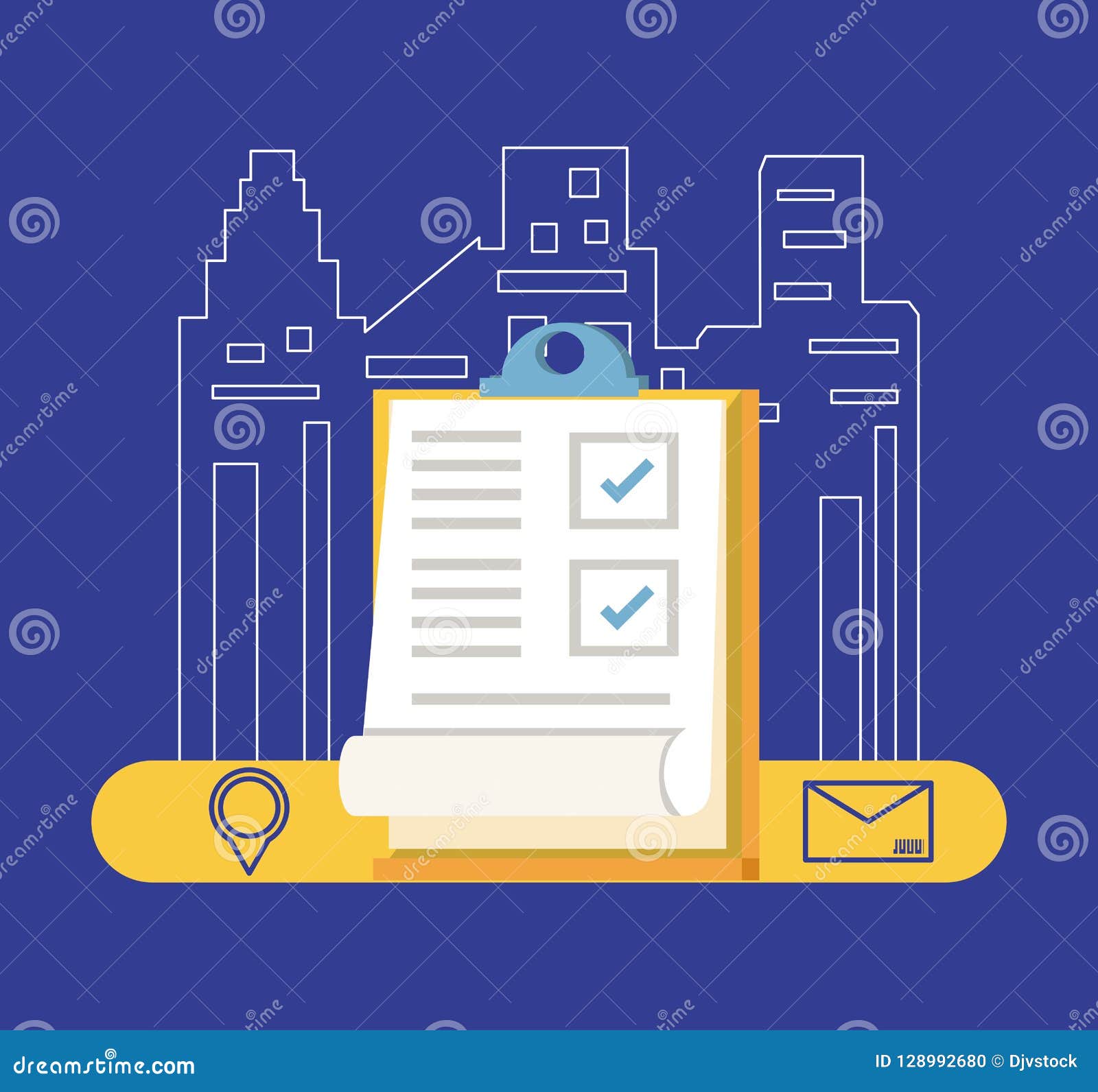 Checklist with Cityscape Logistic Service Stock Vector - Illustration ...