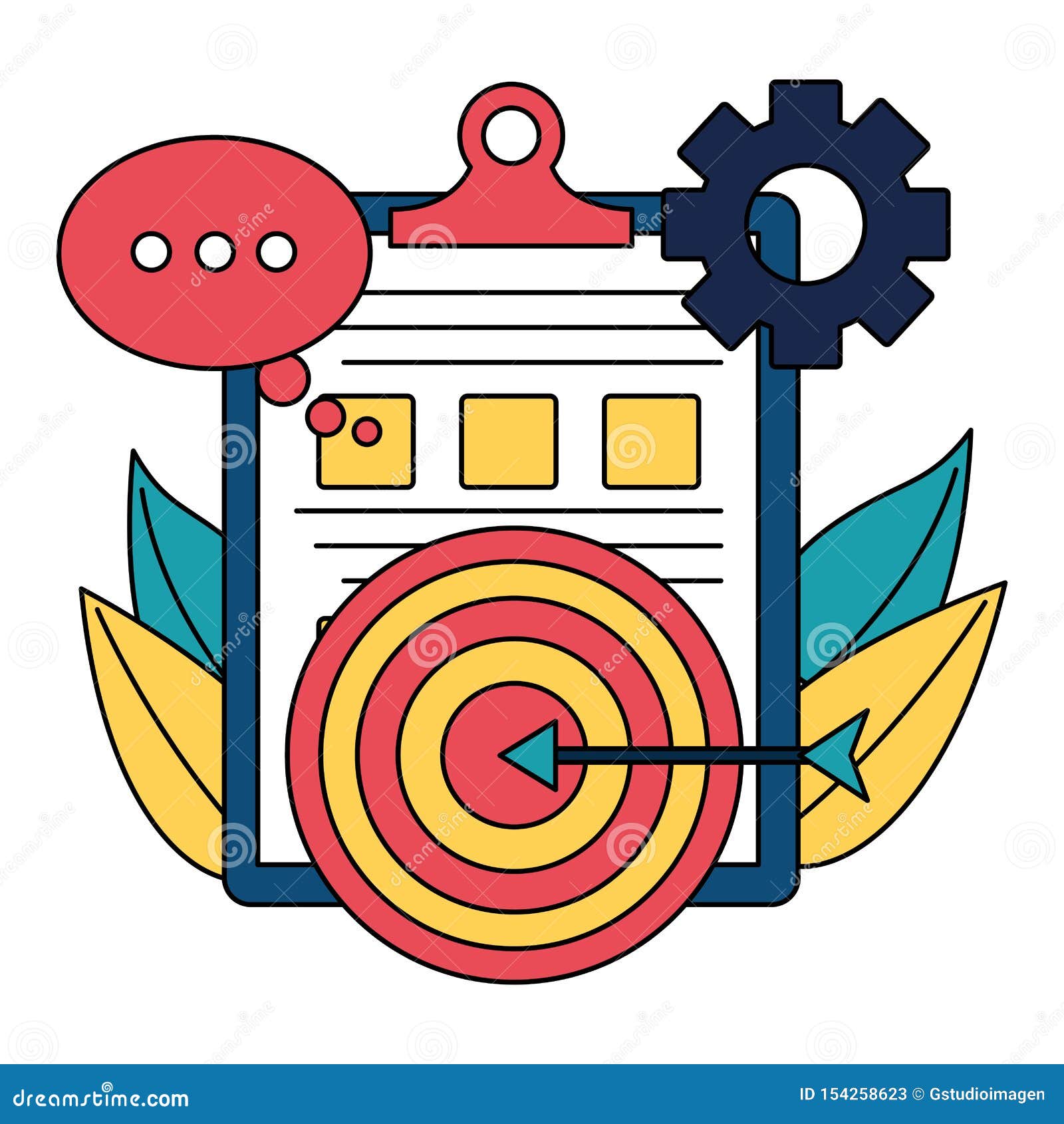 Checklist Clipboard Document with Target and Speech Bubble Stock ...