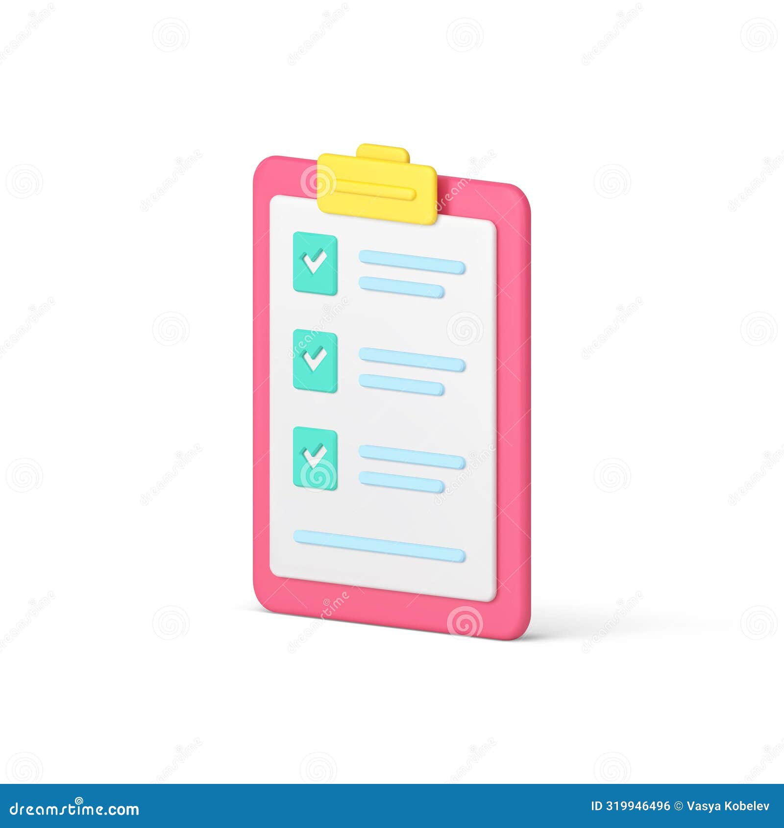 Checklist with Clipboard Fill Form Checkbox Examining Document 3d Icon ...