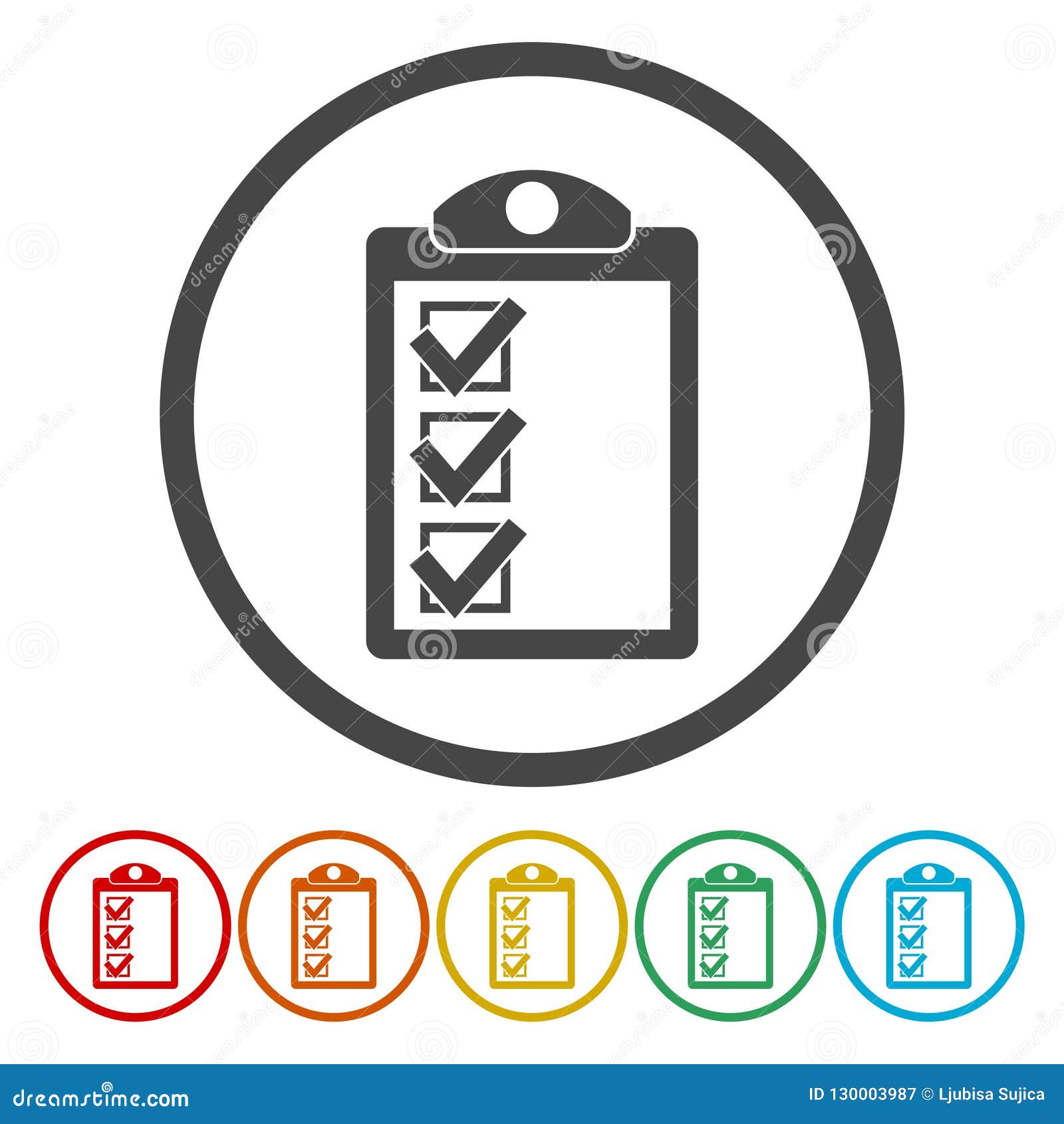 Checklist Clipboard Icon. Round Icon Isolated on White Background Stock ... Checklist Clipboard Icon. Round Icon Isolated on White Background Stock ...