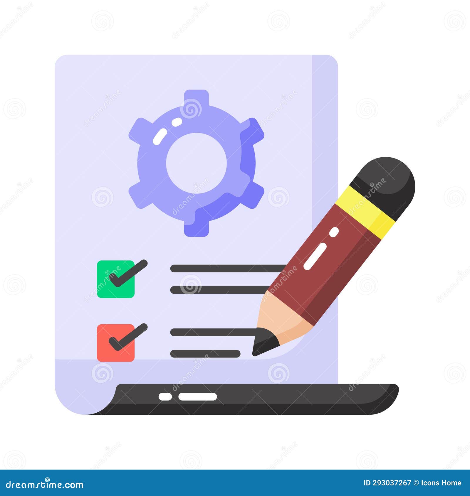 Checklist with Cogwheel and Pencil Showing Concept Icon of Work ...