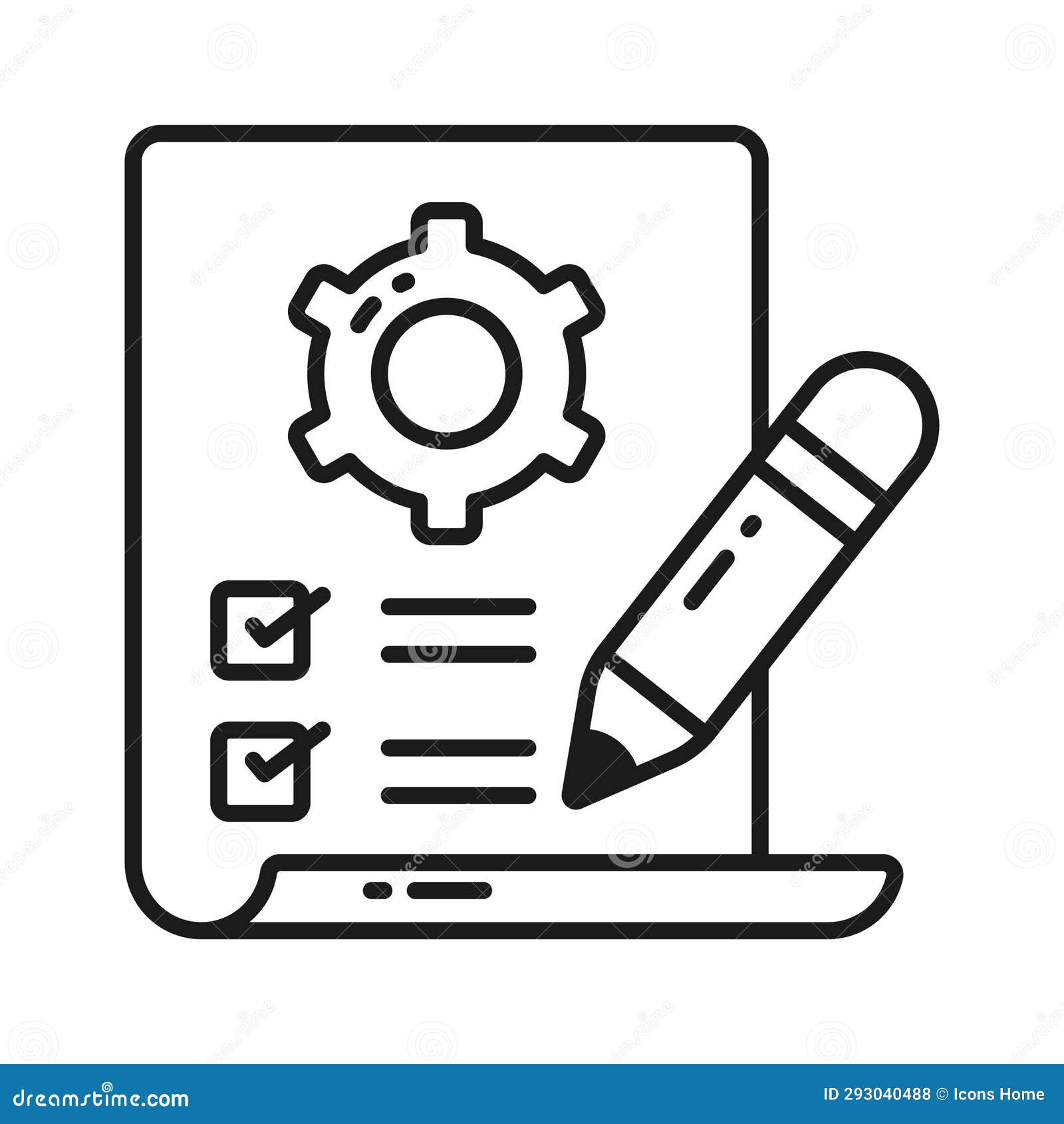 Checklist with Cogwheel and Pencil Showing Concept Icon of Work ...