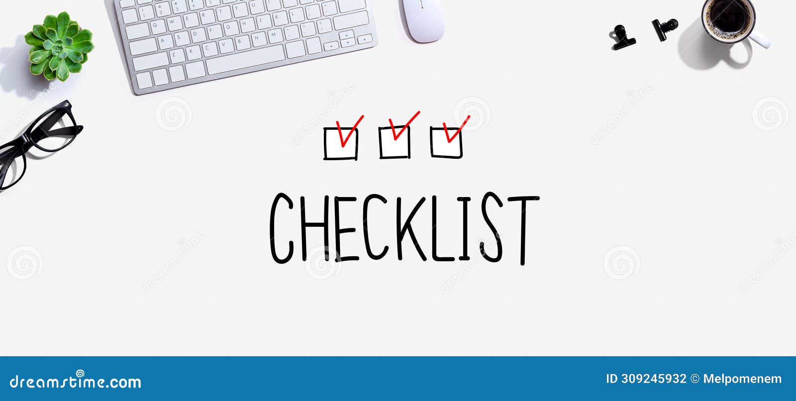 Checklist with a Computer Keyboard Stock Illustration - Illustration of ...