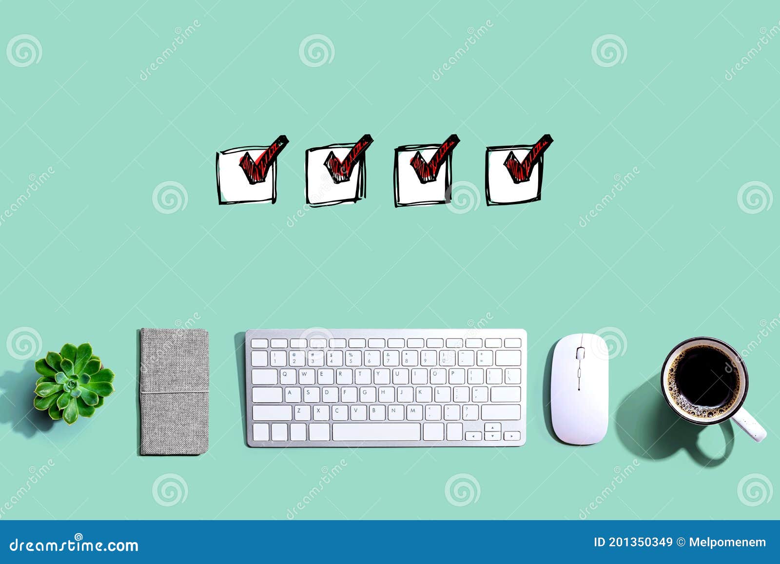 Checklist with a Computer Keyboard Stock Illustration - Illustration of ...