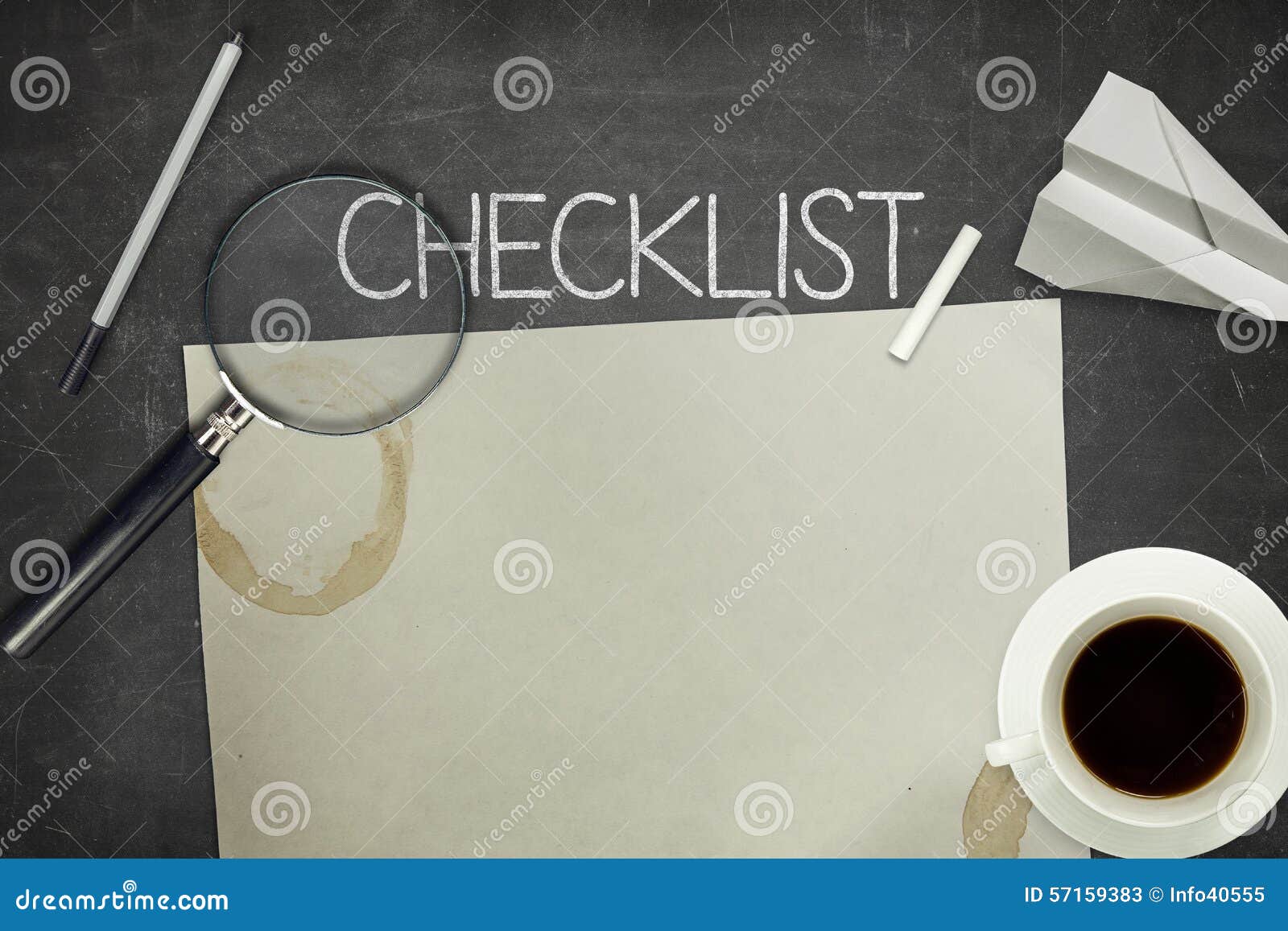 Checklist Concept on Black Blackboard with Empty Stock Image - Image of ...