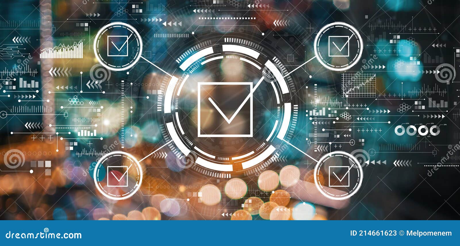 Checklist Concept with Blurred City Lights Stock Image - Image of ...